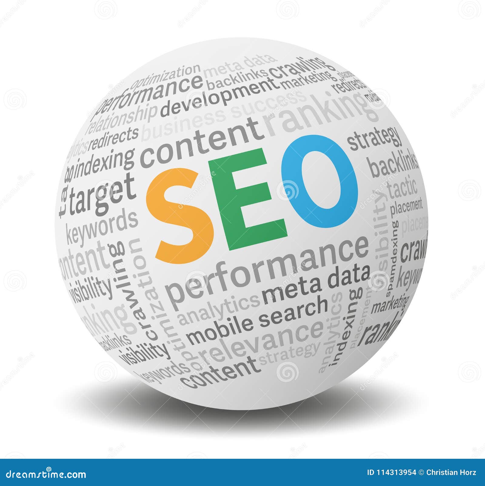 SEO Search Engine Optimization Tag Cloud on Globe Against White ...