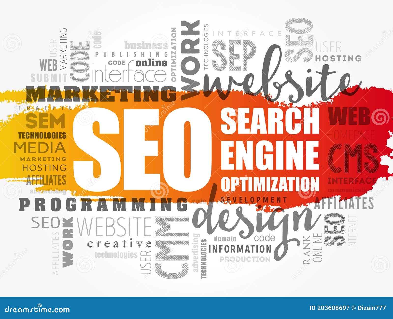SEO (Search Engine Optimization) Word Cloud Collage Stock Illustration ...