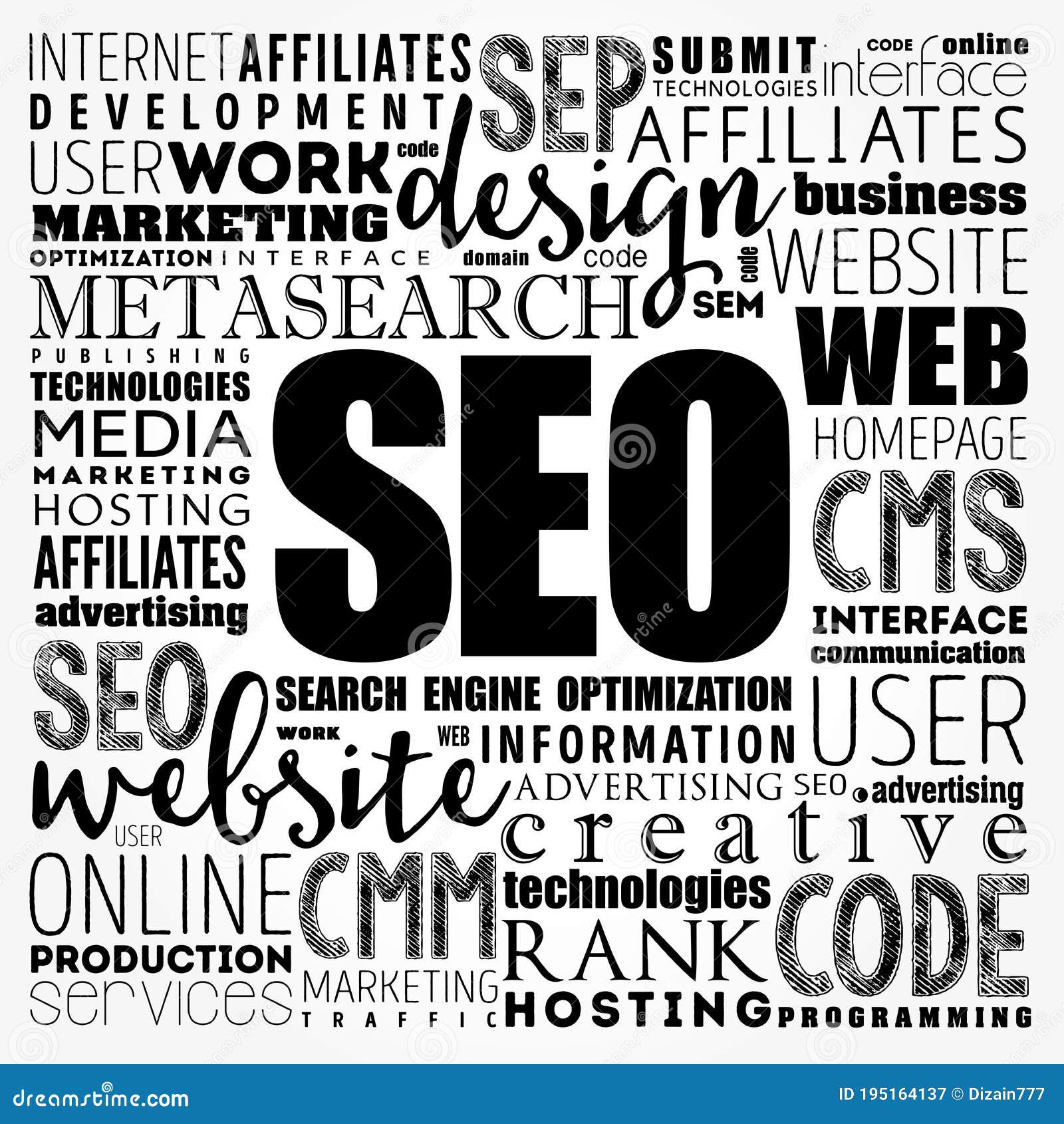 SEO Search Engine Optimization Word Cloud Collage, Technology Concept ...