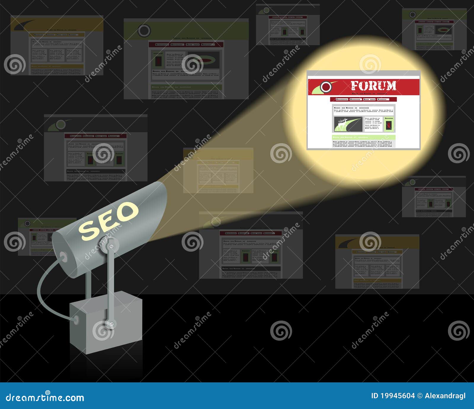 SEO-searchlight. Search Optimization Concept. Stock Vector ...