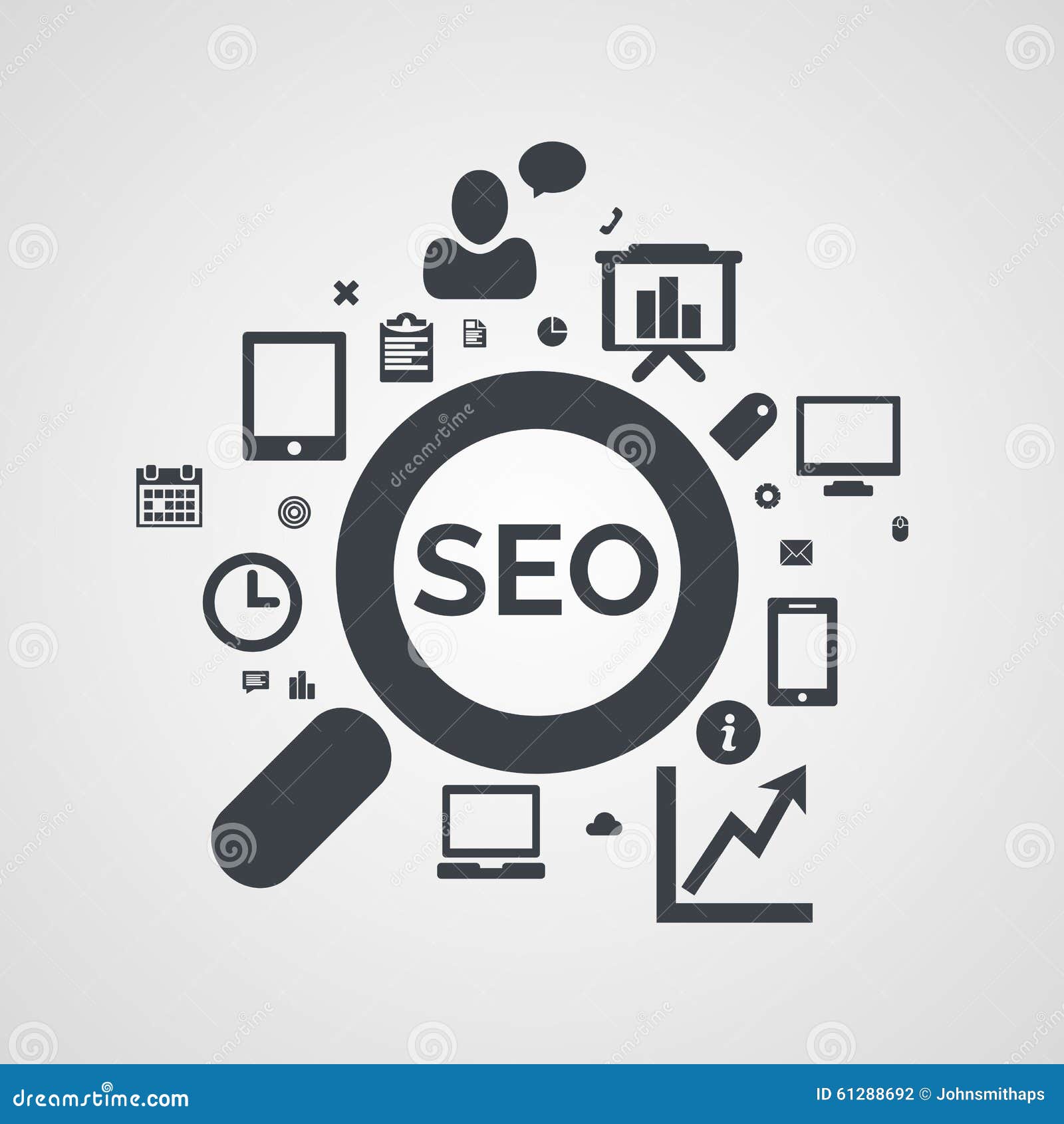 SEO Service Background - Concept with 20 Icons Stock Vector ...