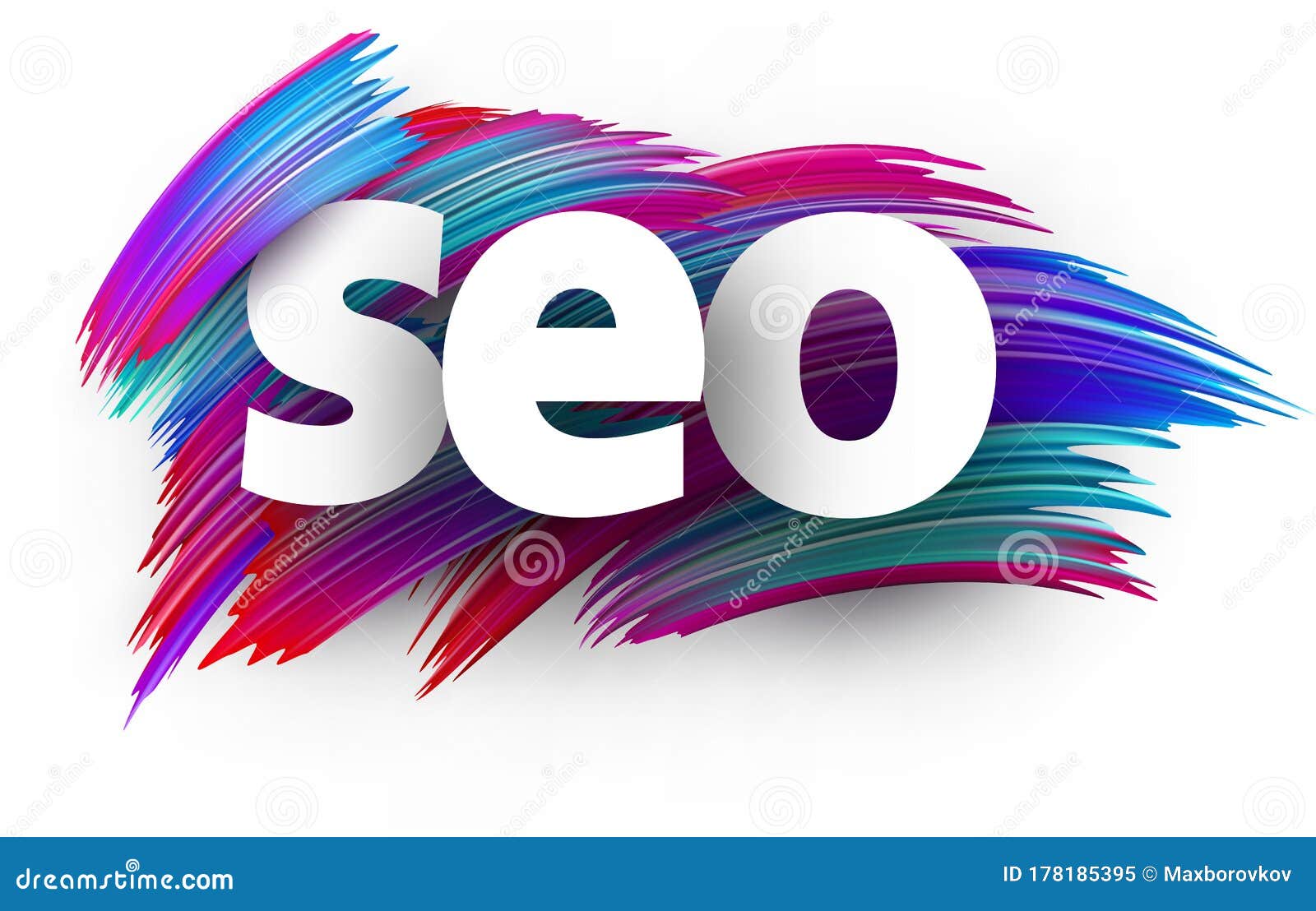 Seo Sign Letters on Brush Strokes Background Stock Vector ...