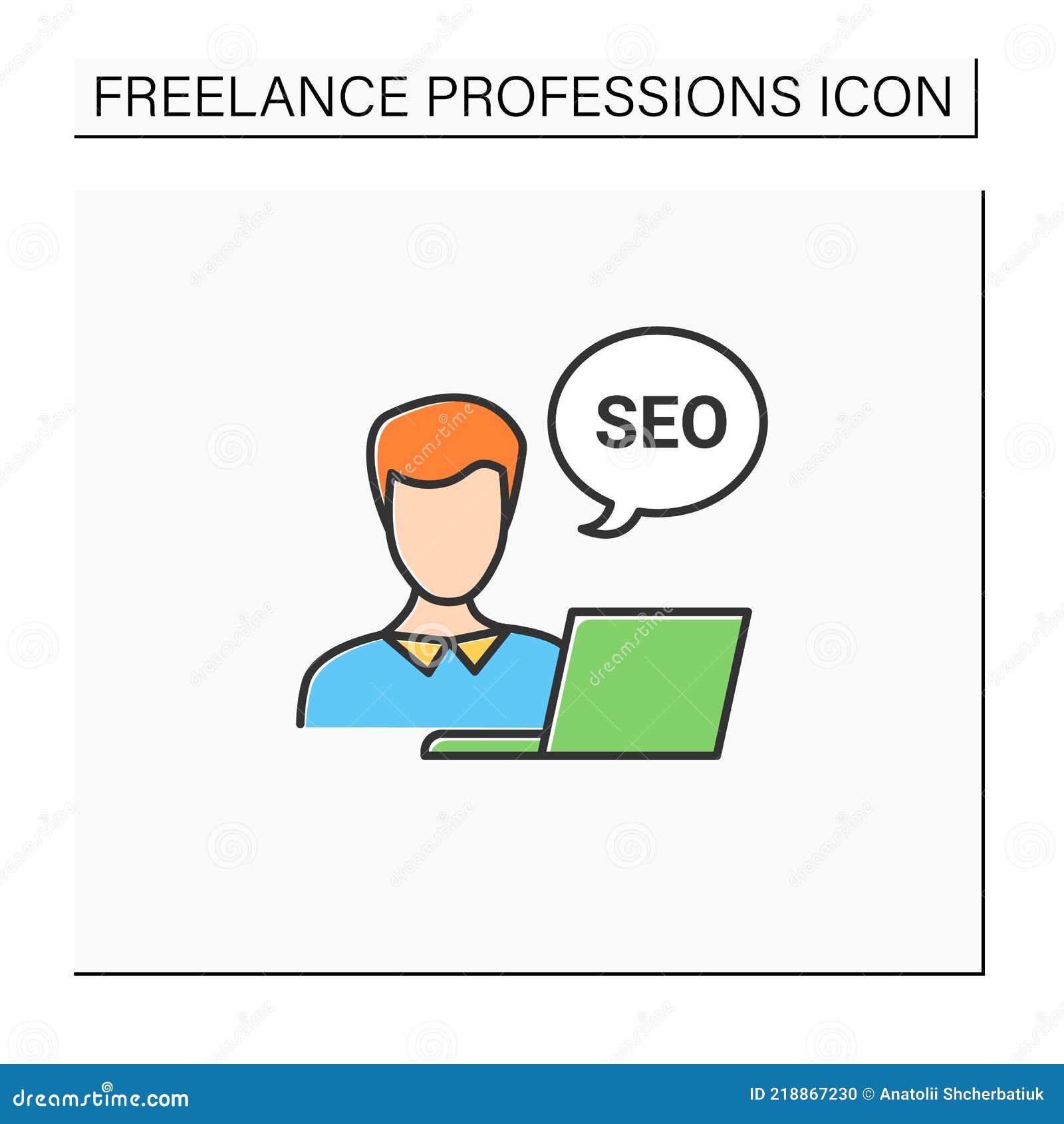 SEO specialist color icon stock vector. Illustration of engine - 218867230