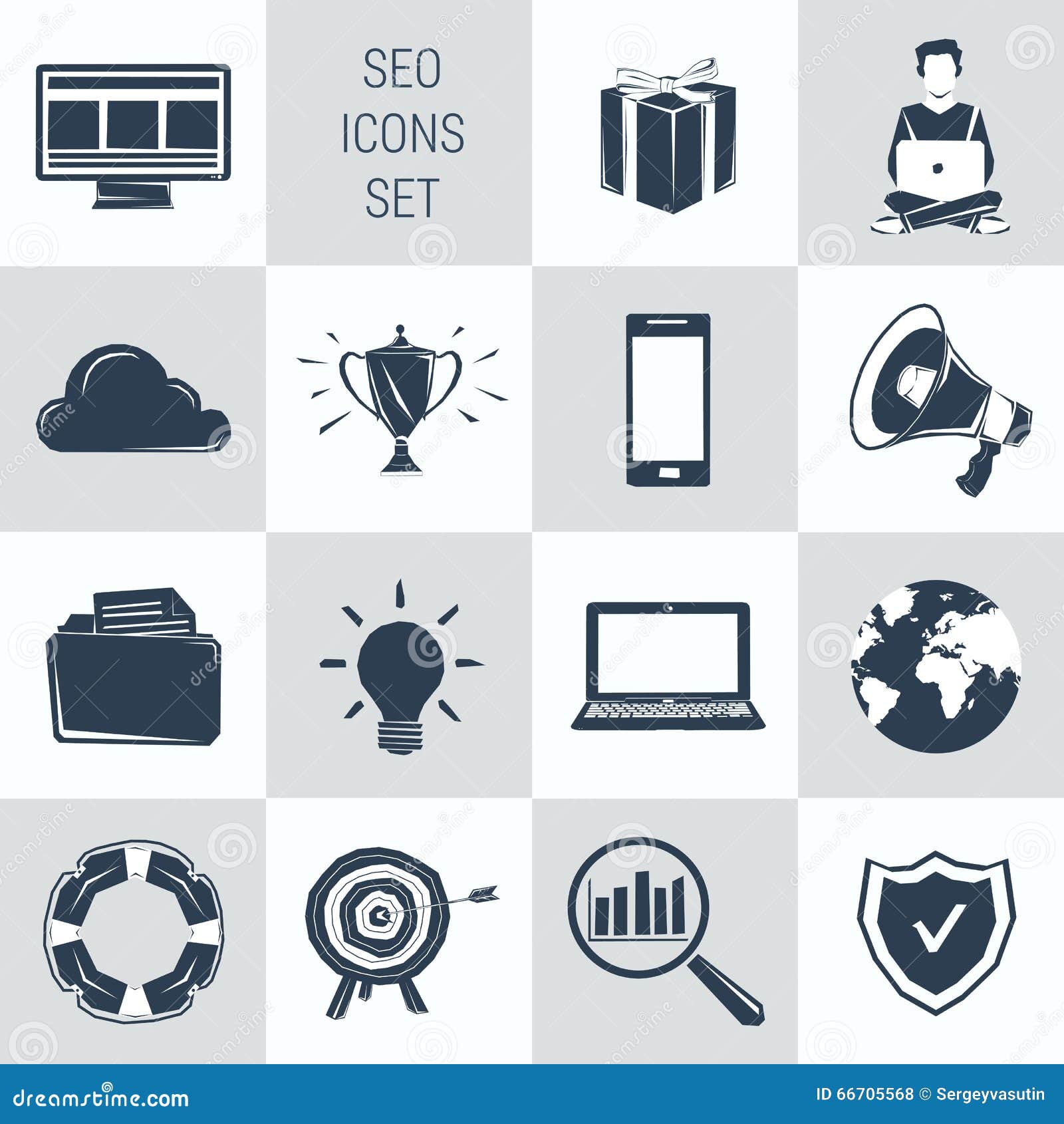 SEO Square 15 Icons - Monochrome Stock Illustration - Illustration of ...