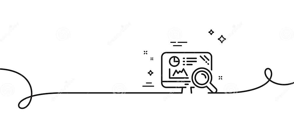 Seo Statistics Line Icon Search Engine Sign Continuous Line With Curl Vector Stock Vector