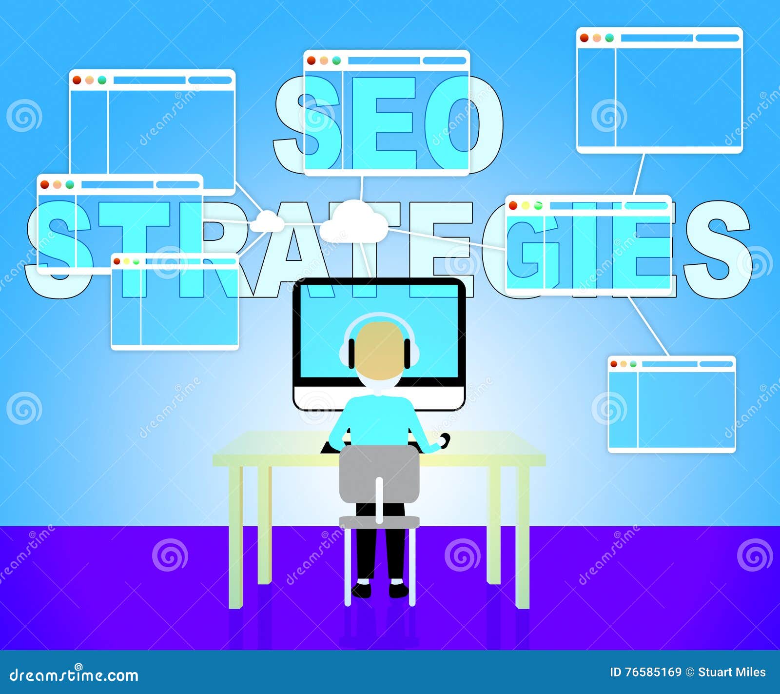 Seo Strategies Represents Search Engines and Development Stock ...