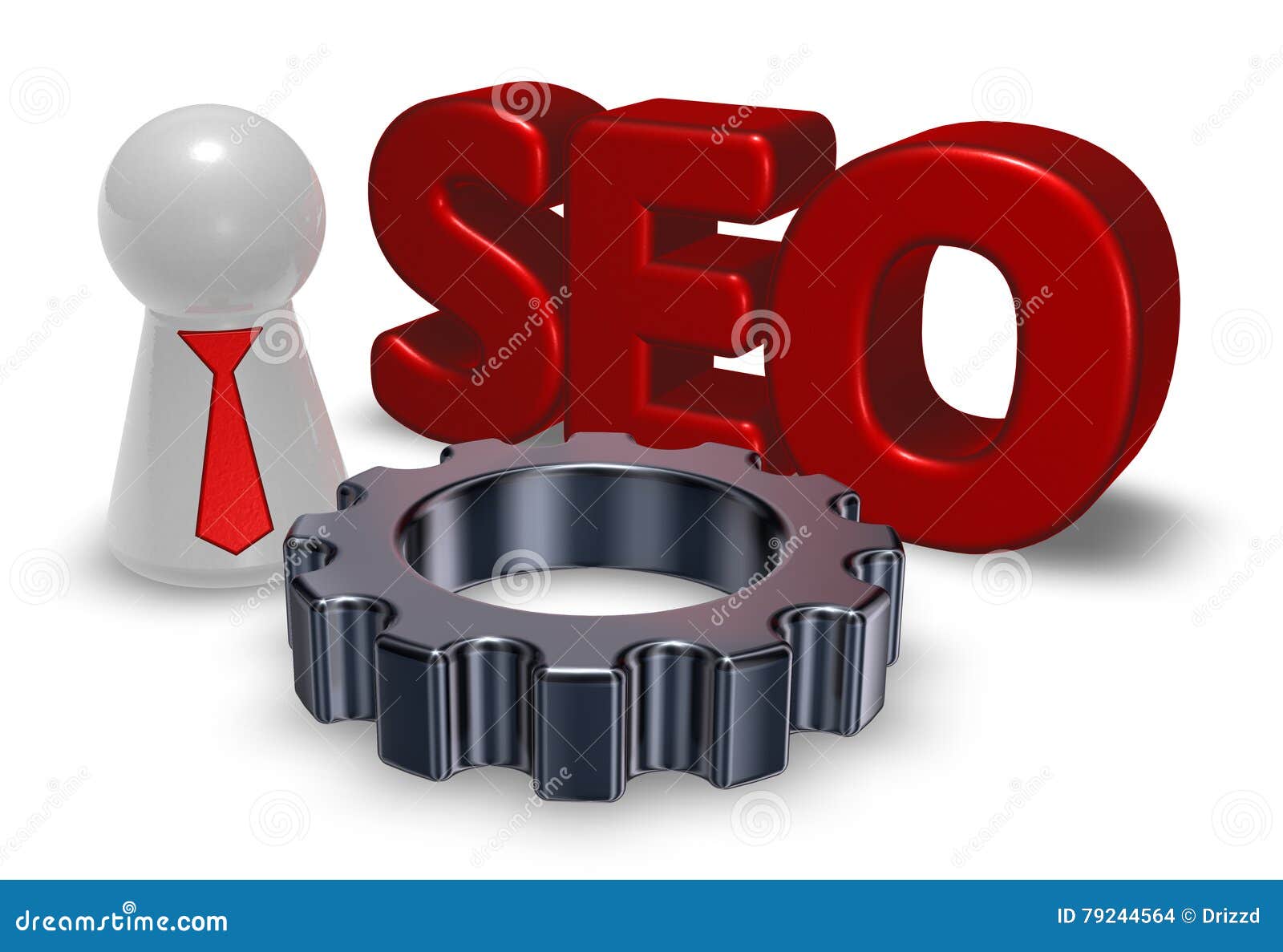 Seo Tag, Gear Wheel and Pawn with Tie Stock Illustration - Illustration ...
