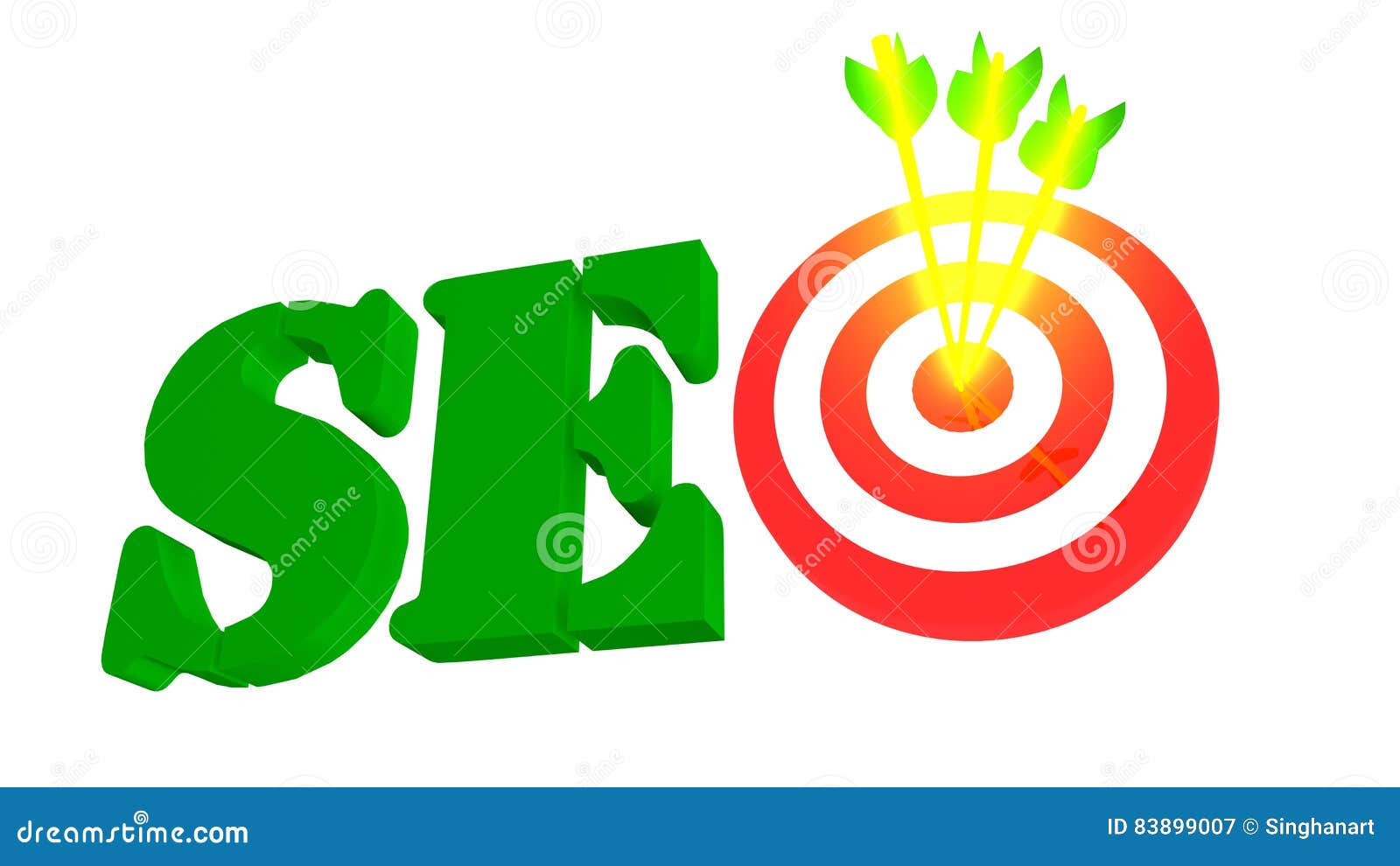 SEO with Target and Arrow, 3D Illustration Stock Illustration ...