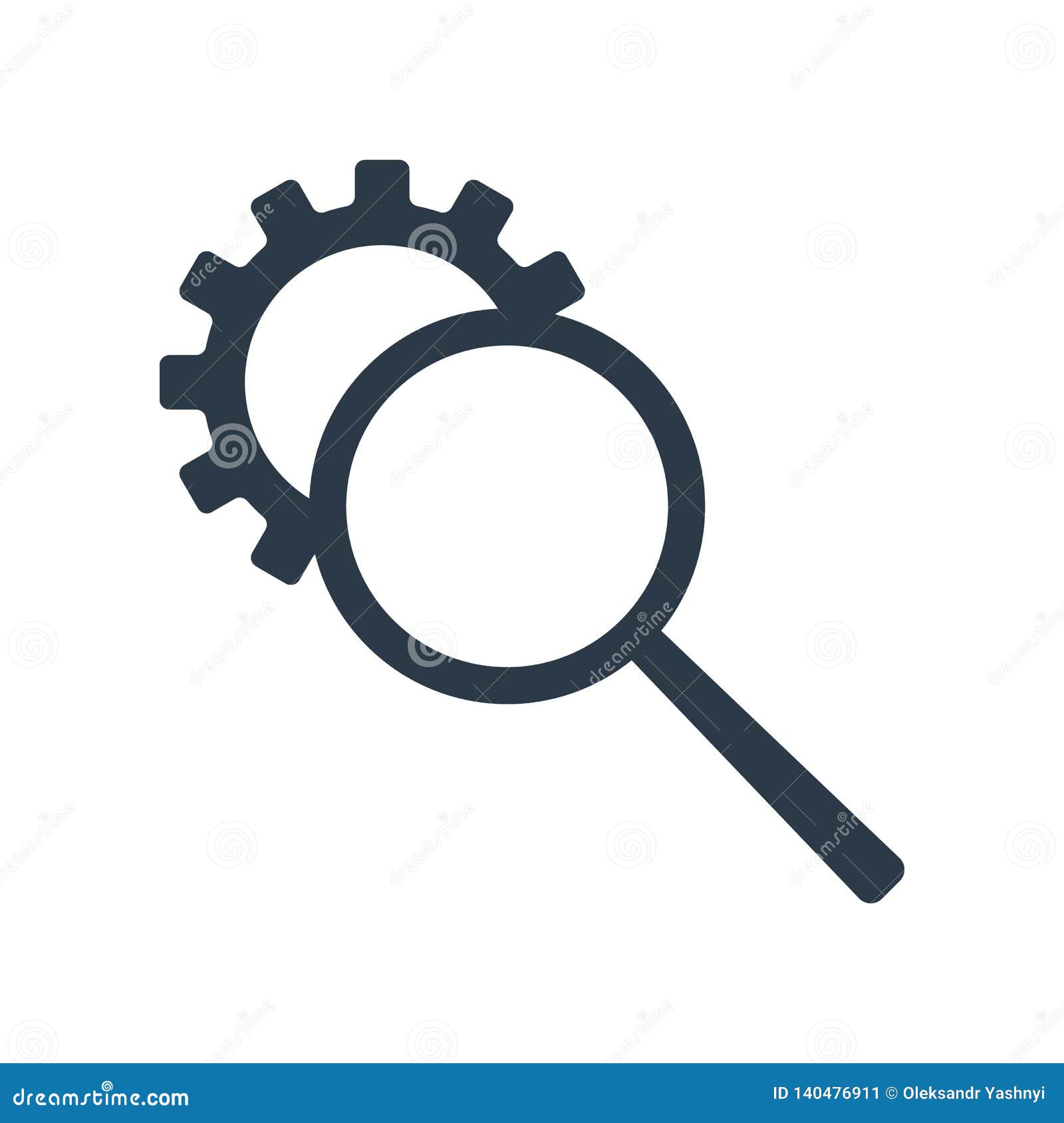 Seo Tool Icon. Magnifier and Gear Icon. Vector Illustration Isolated on ...