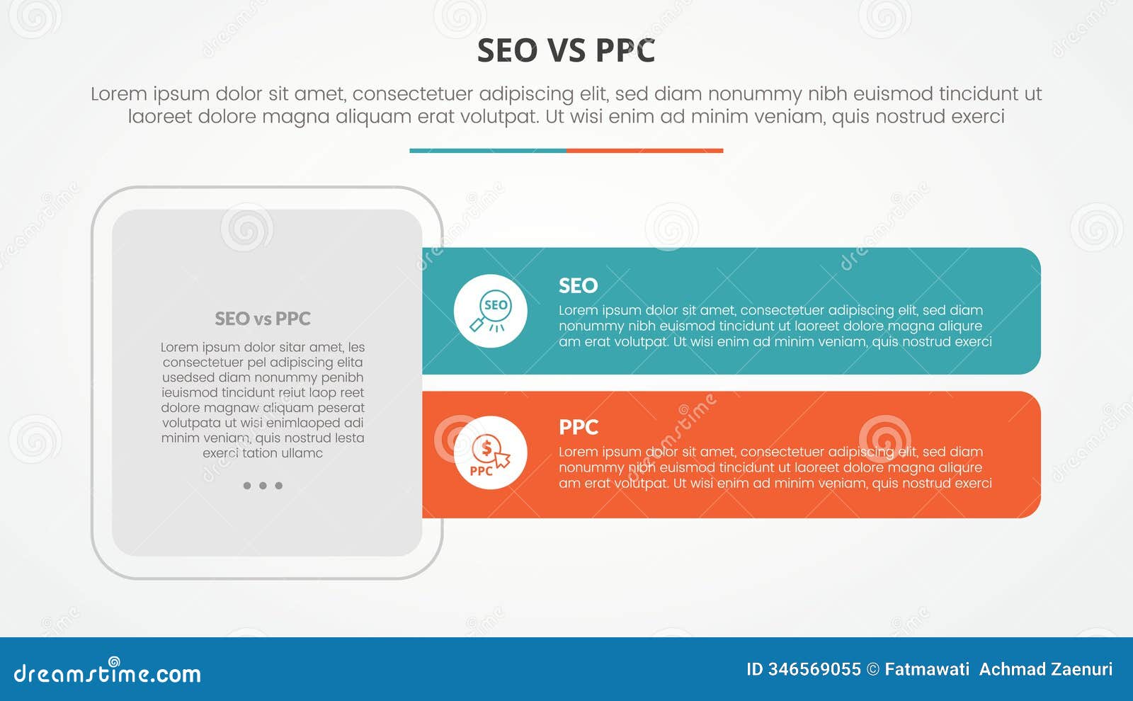 Seo Vs Ppc Advertising Comparison Opposite Infographic Concept for ...