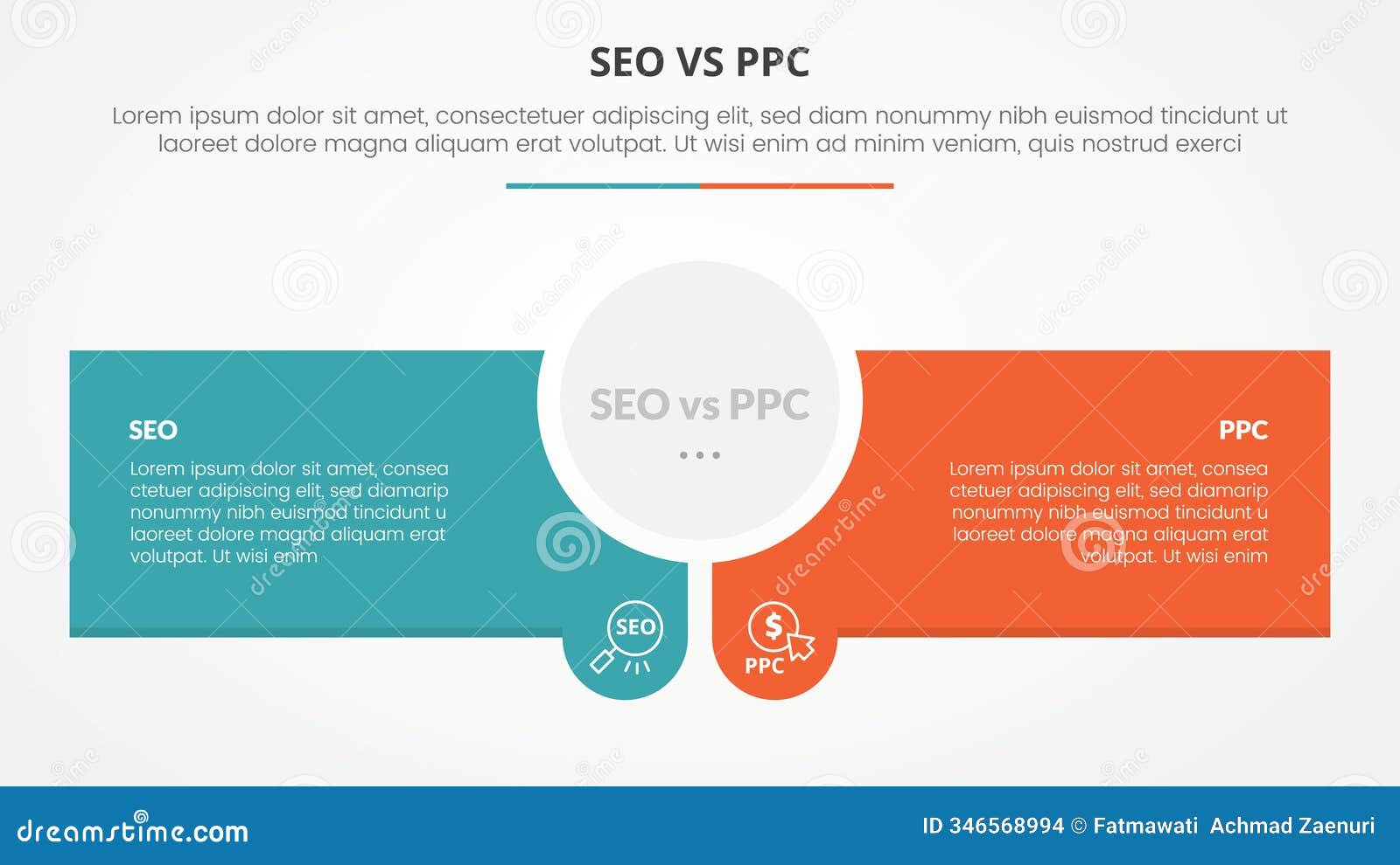 Seo Vs Ppc Advertising Comparison Opposite Infographic Concept for ...