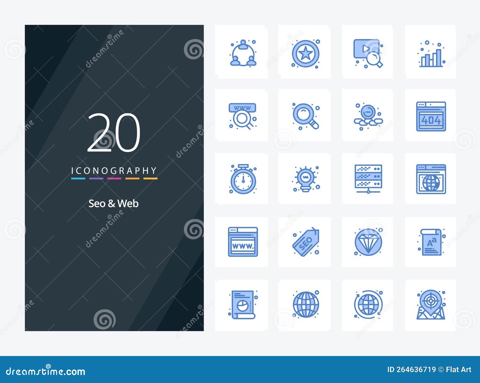 20 Seo Web Blue Color Icon for Presentation Stock Vector - Illustration ...
