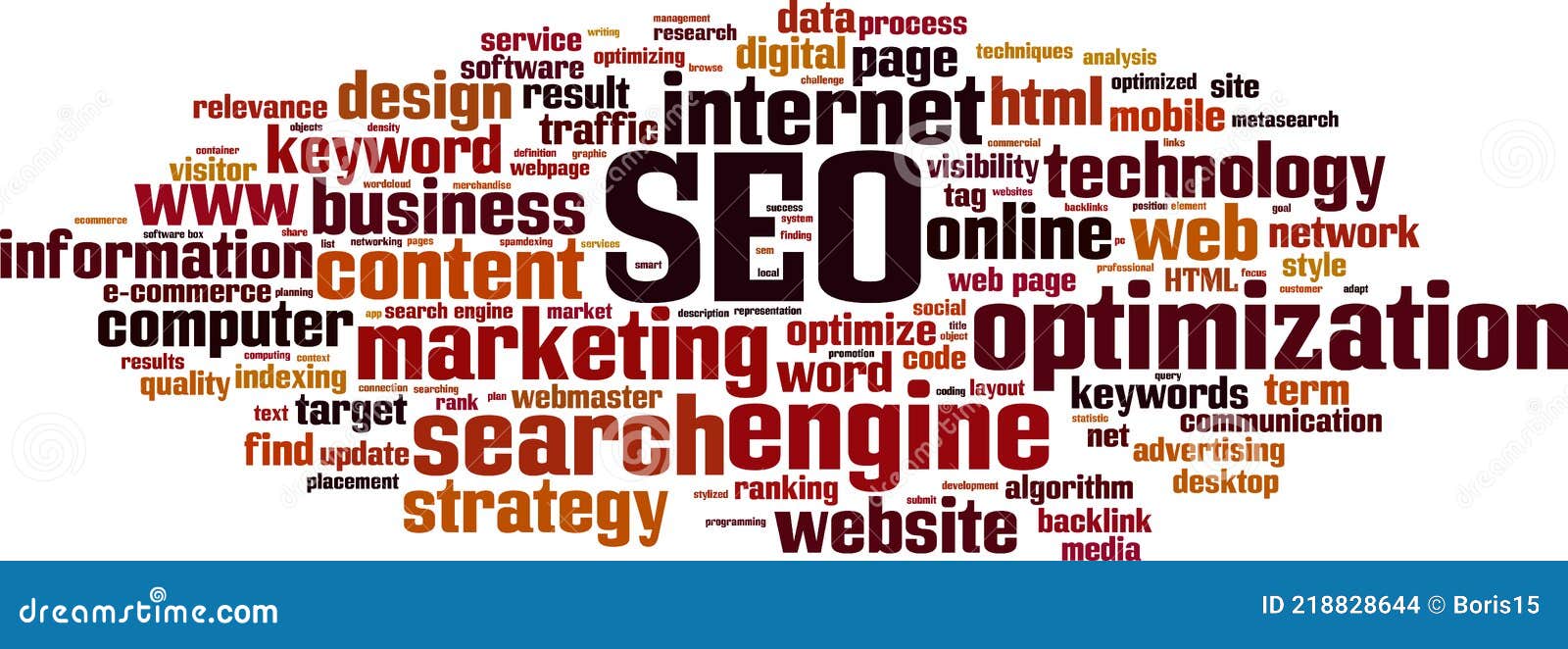 SEO word cloud stock vector. Illustration of indexing - 218828644