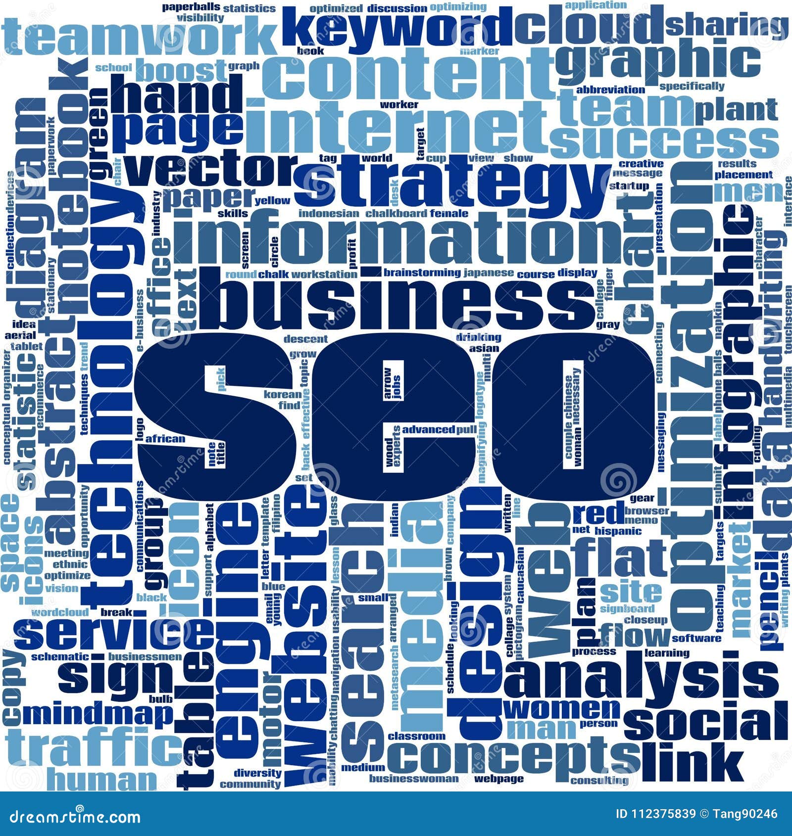 SEO word cloud stock illustration. Illustration of website - 112375839
