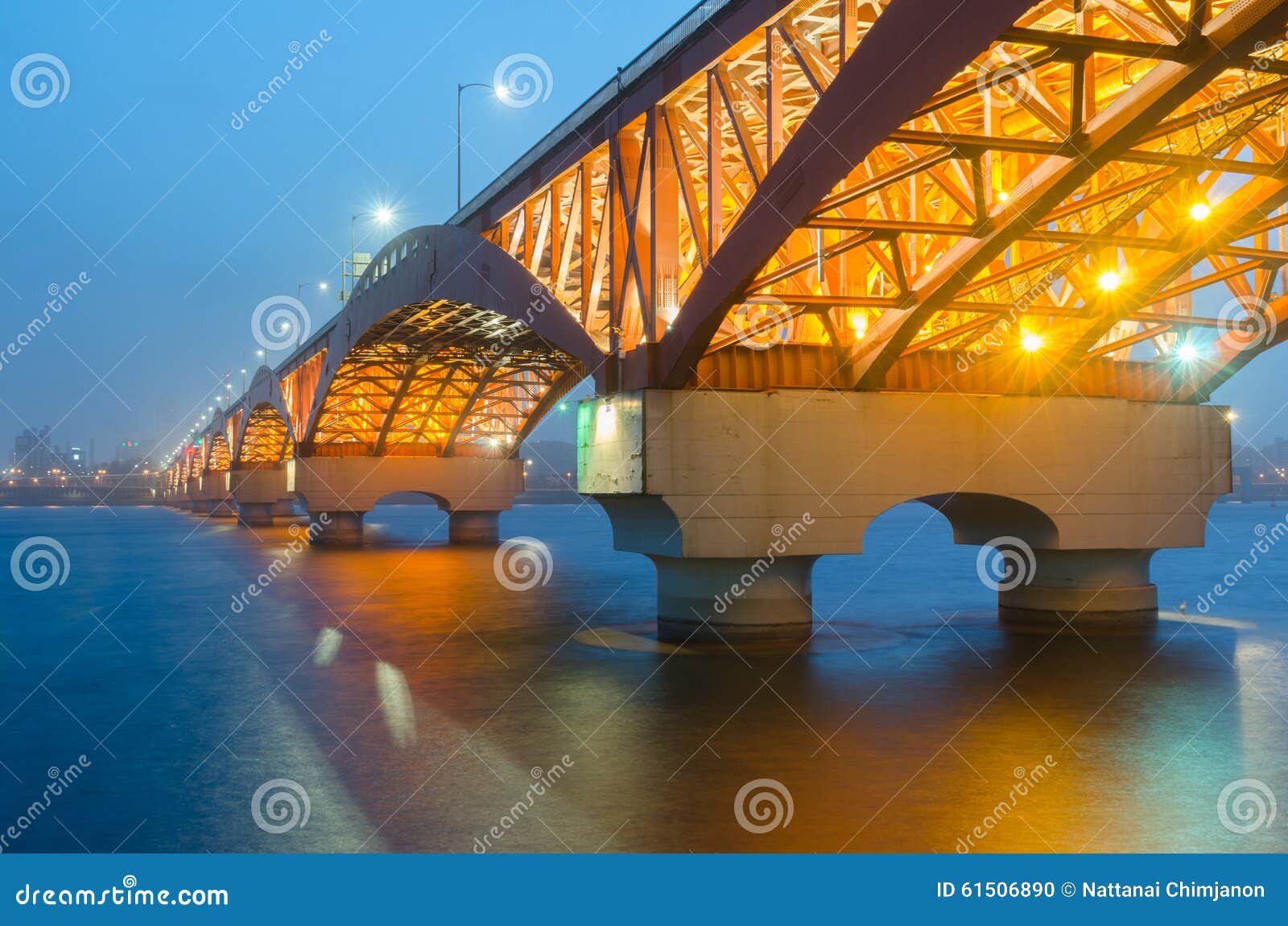 Seongsan Bridge at Night in Seoul,Korea Stock Photo - Image of south ...