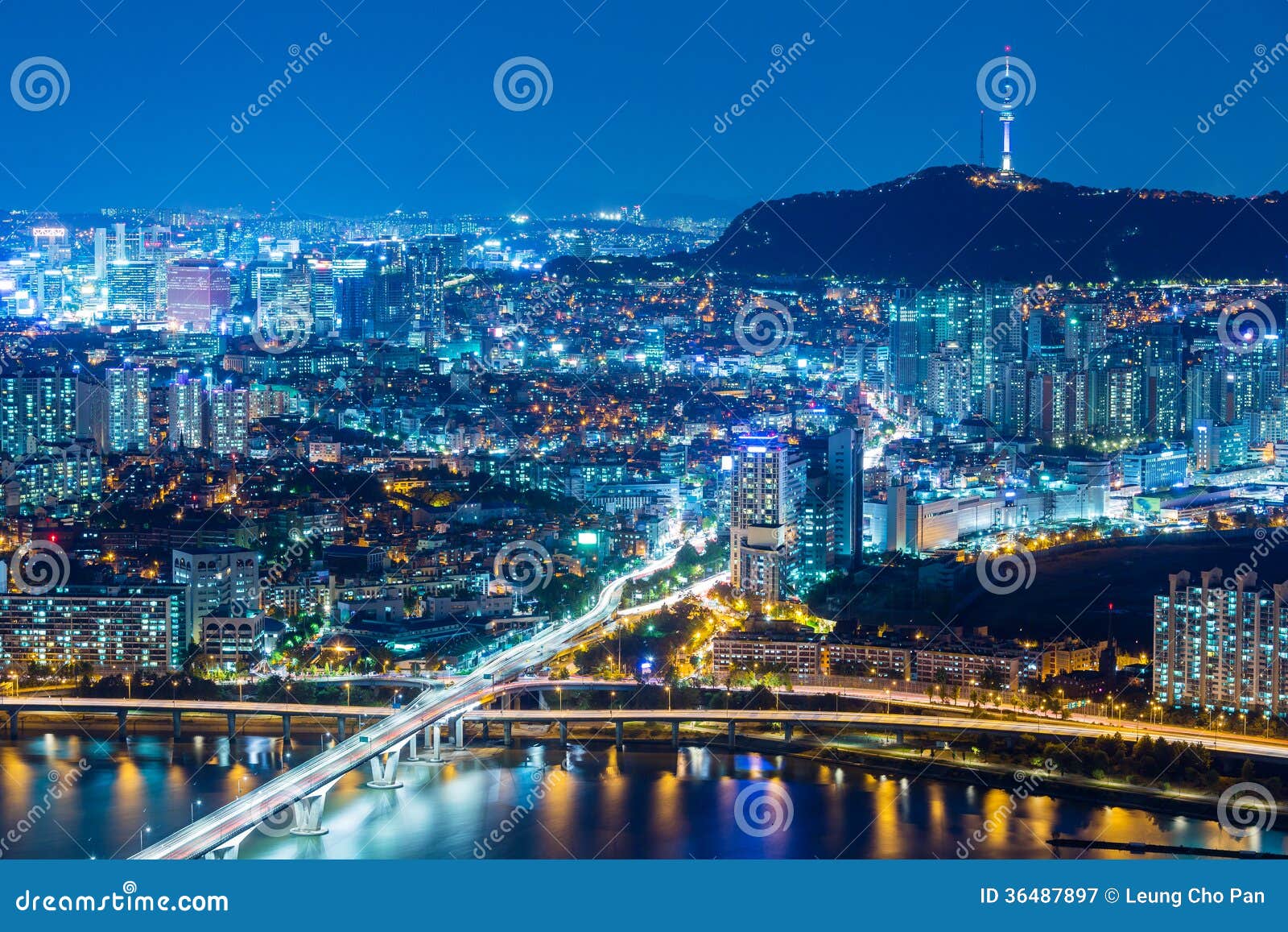 Seoul city at night stock image. Image of skyline, architecture - 36487897