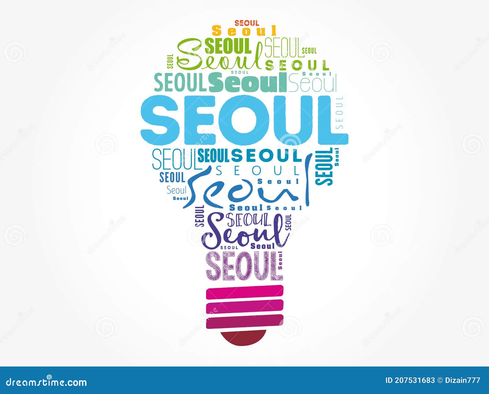 Seoul Light Bulb Word Cloud, Travel Concept Background Stock ...