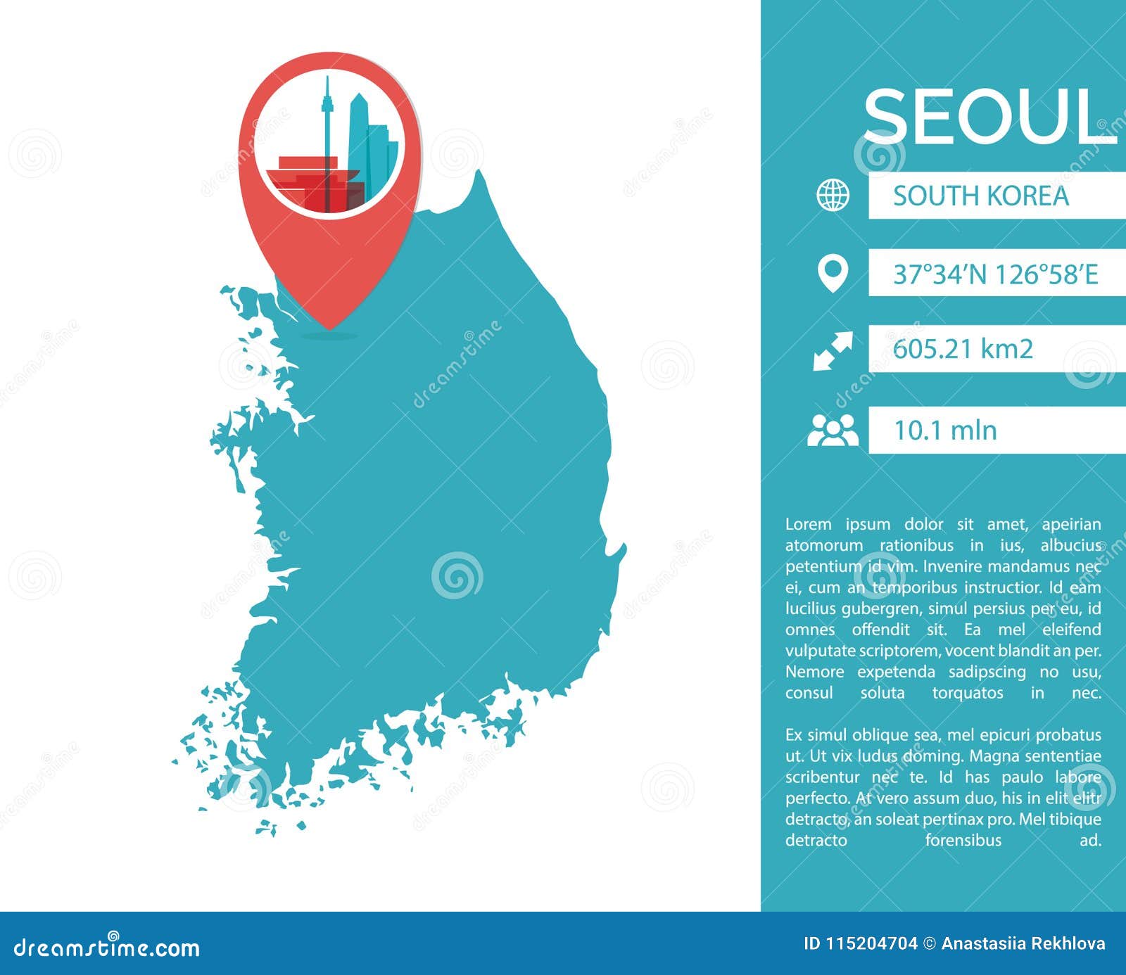 Seoul Map Infographic Vector Isolated Illustration Stock Vector ...