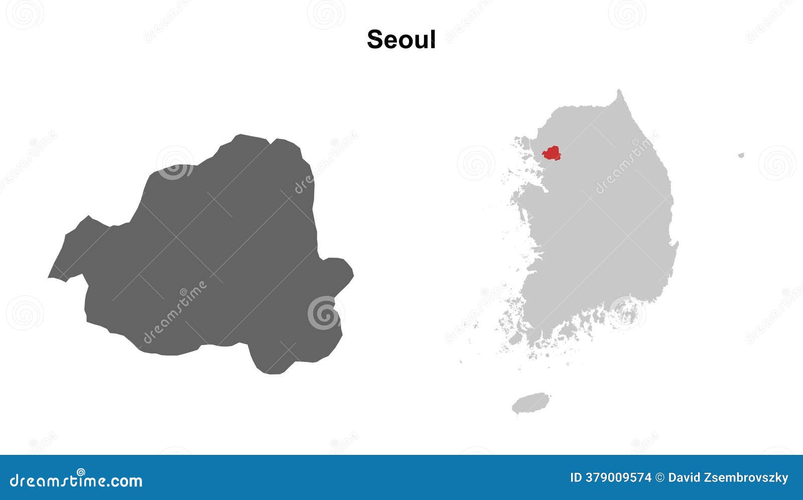 Seoul Outline Map. Seoul City Gu Or Districts Map, Administrative Map ...