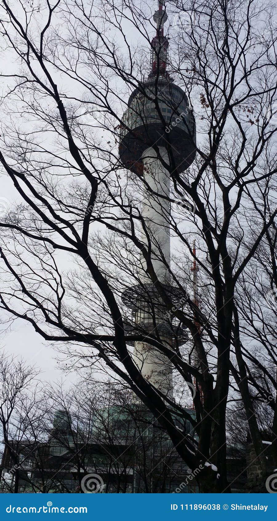 Seoul Tower in winter stock photo. Image of seoul, landmark - 111896038