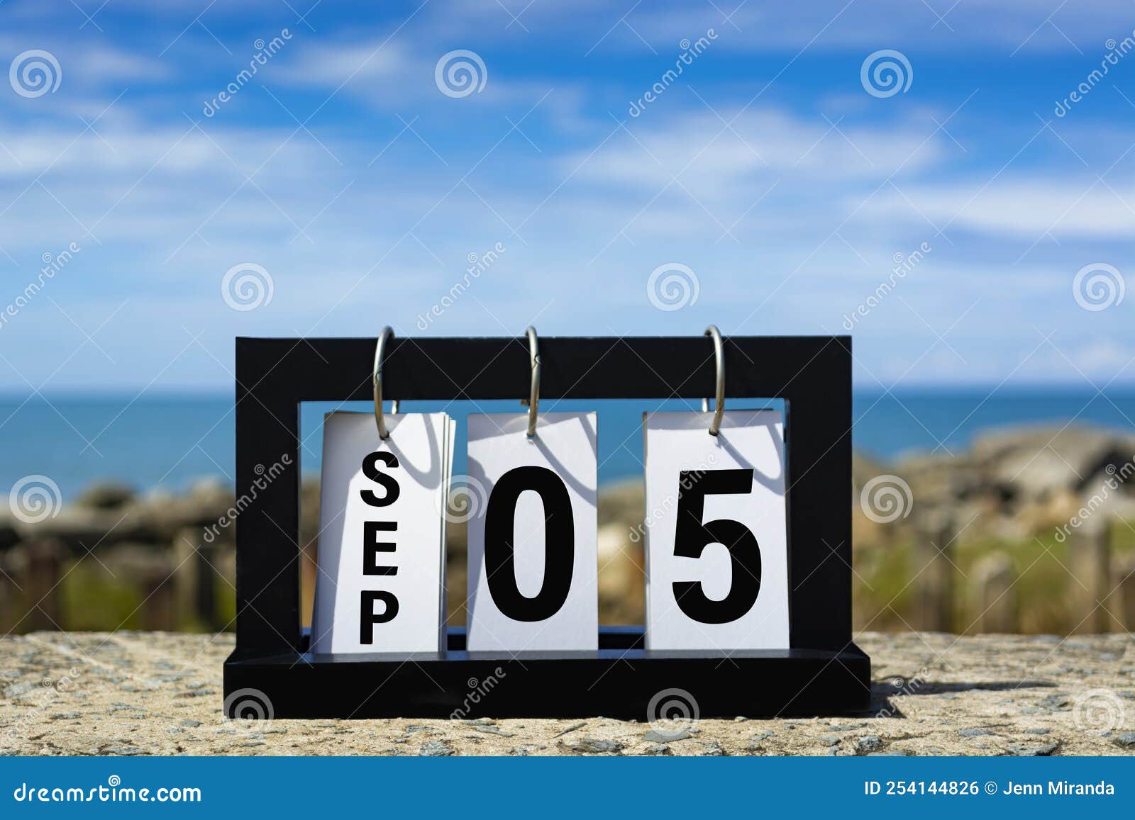 Sep 05 Calendar Date Text on Wooden Frame with Blurred Background of ...