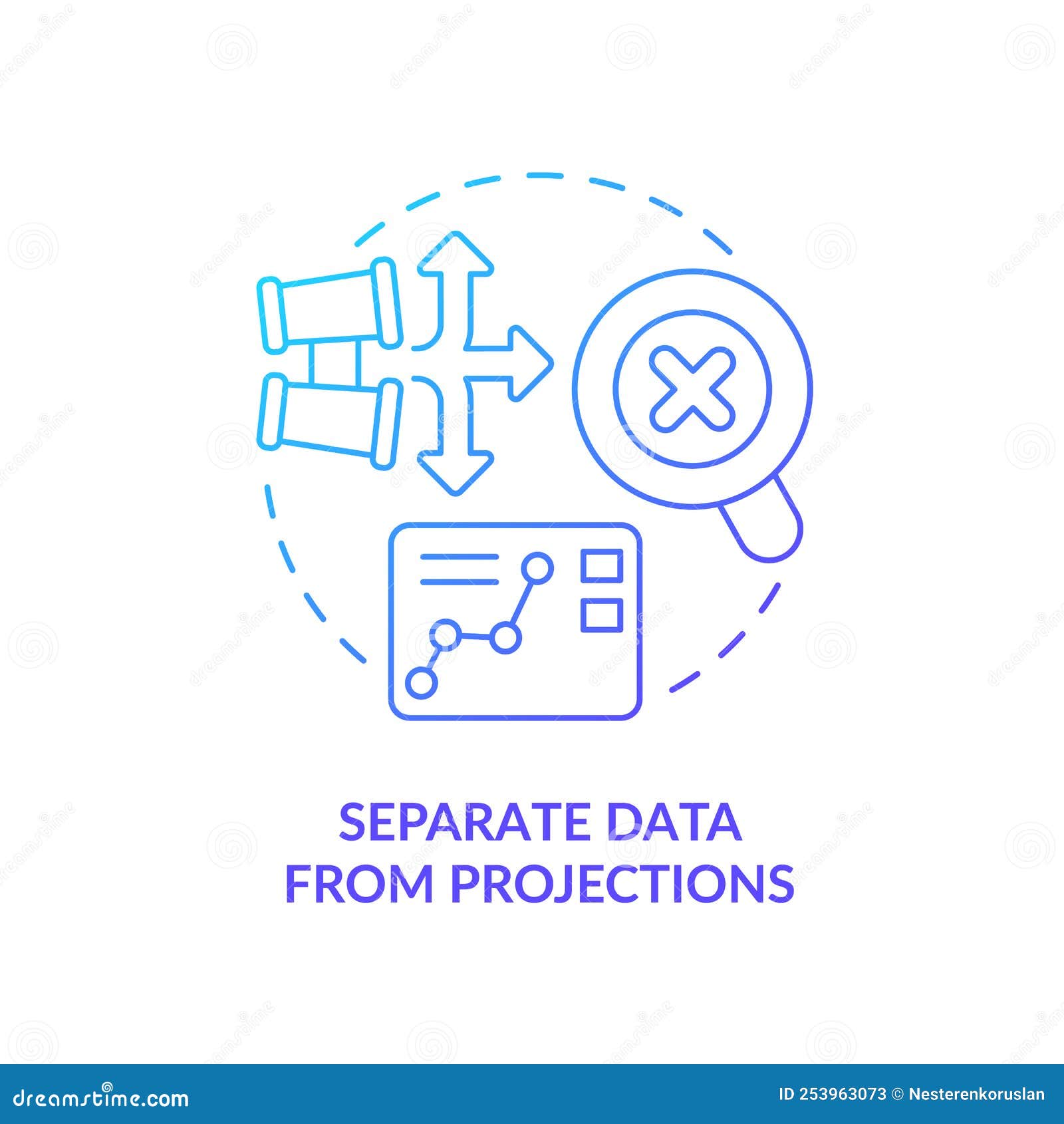 Separate Data from Projections Blue Gradient Concept Icon Stock Vector ...