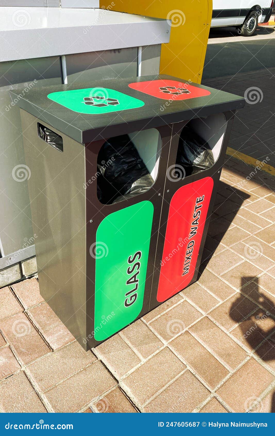 Separate Garbage Collection Containers. Collection of Glass and Mixed ...