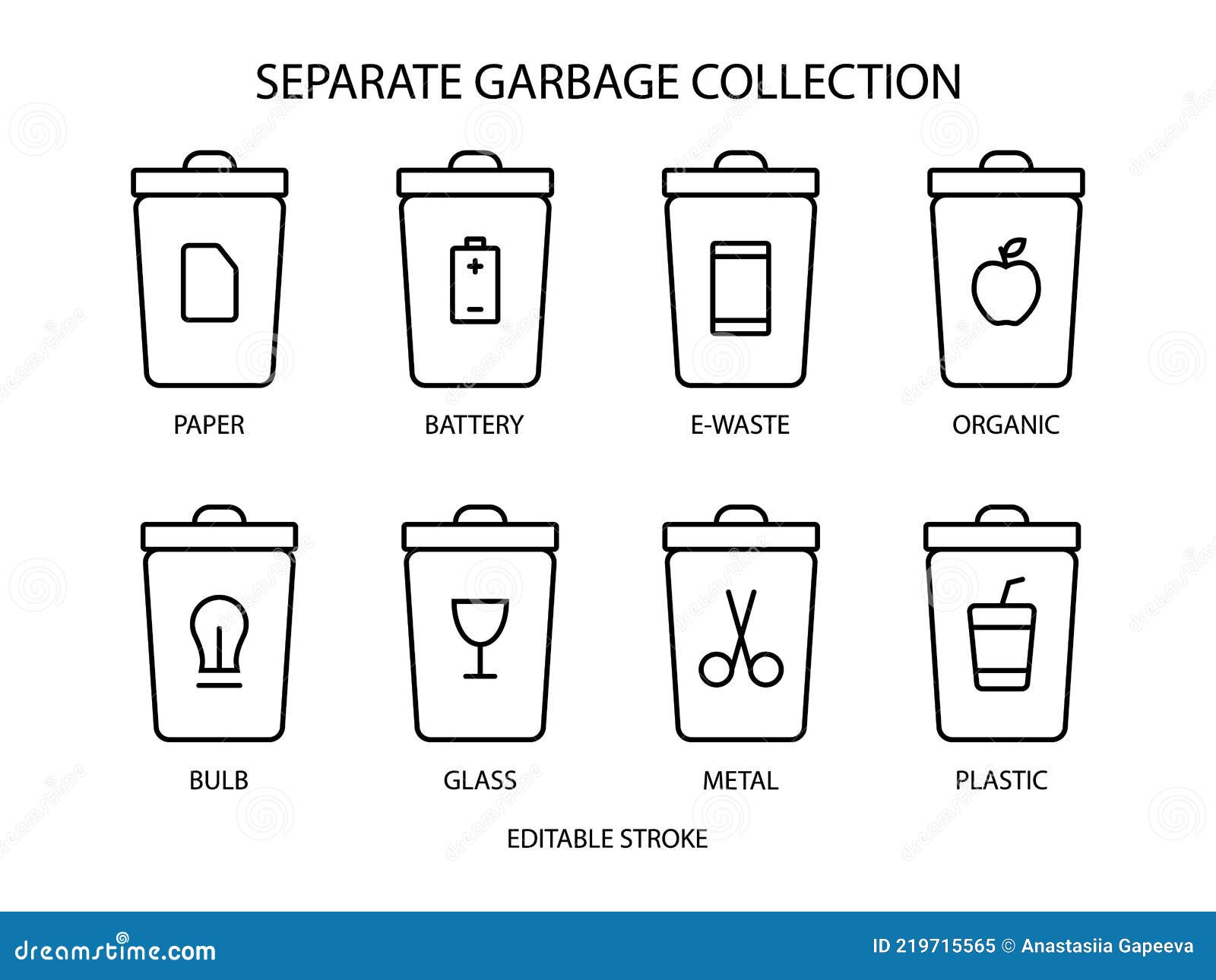 Separate Garbage Collection Outline Icon. Trash Sorting. Save the ...