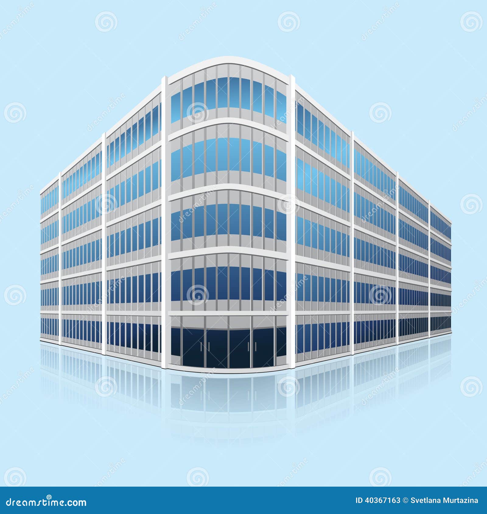 Separate Office Building with Reflection Stock Vector - Illustration of ...