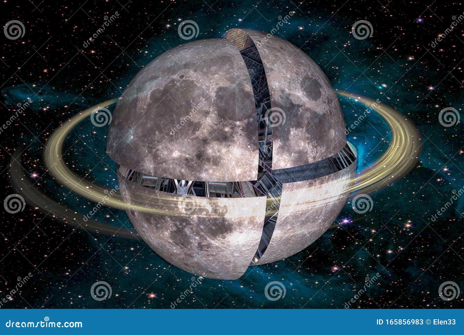 Separate Parts of the Moon with Technological Slices and a Ring in ...