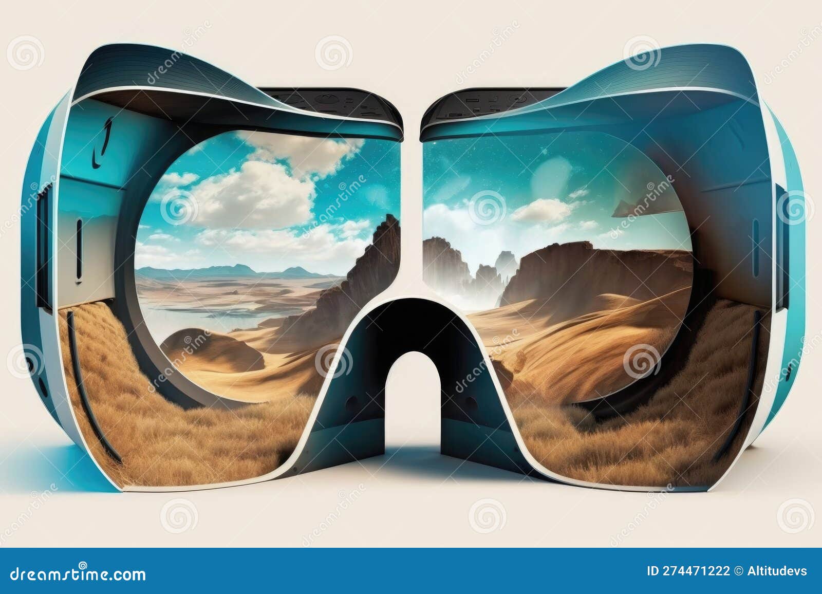 Separate Screens Removable Screen in Vr Headset Double Exposure Stock ...