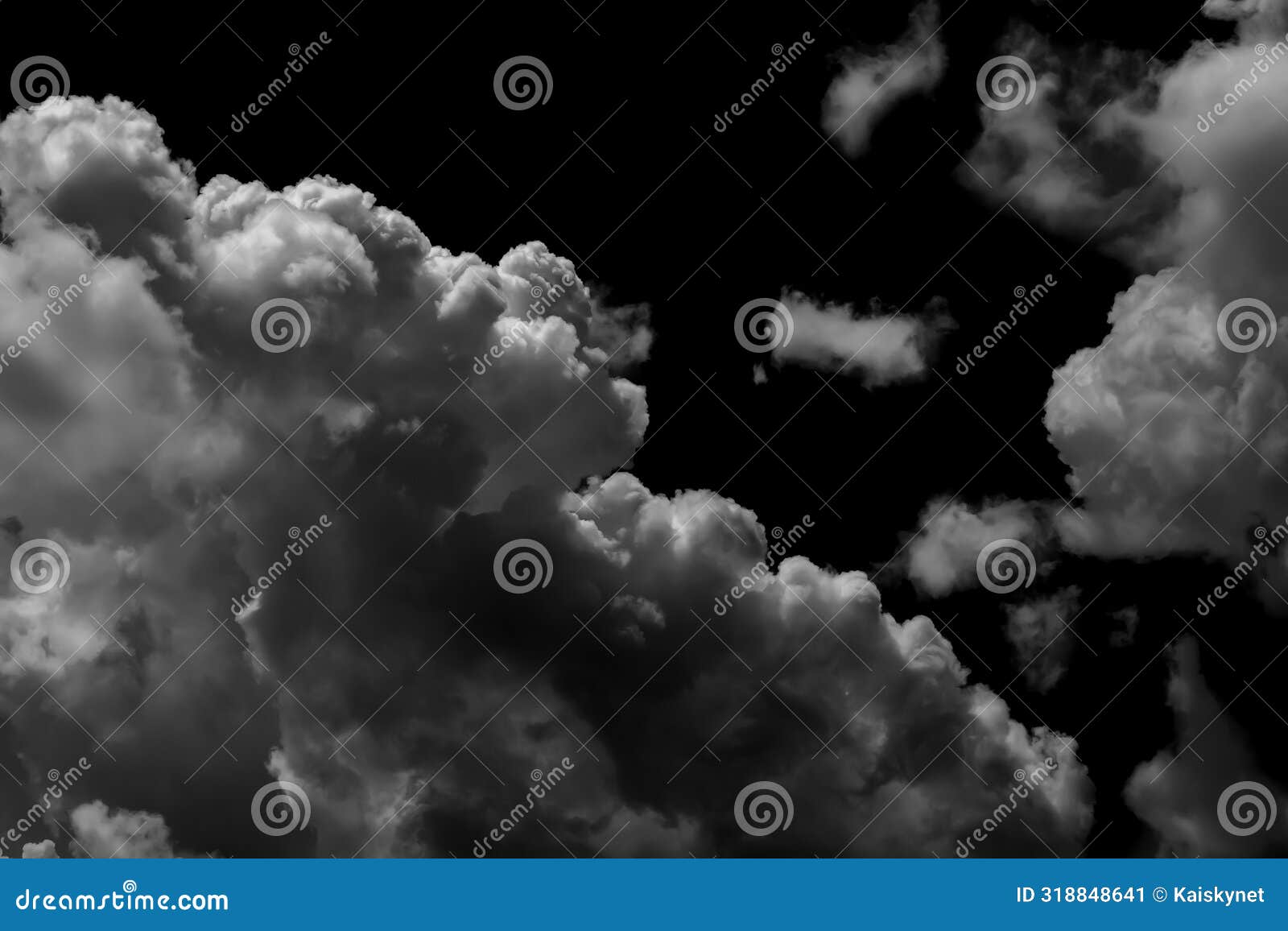 Separate White Clouds on a Black Background Have Real Clouds. White ...