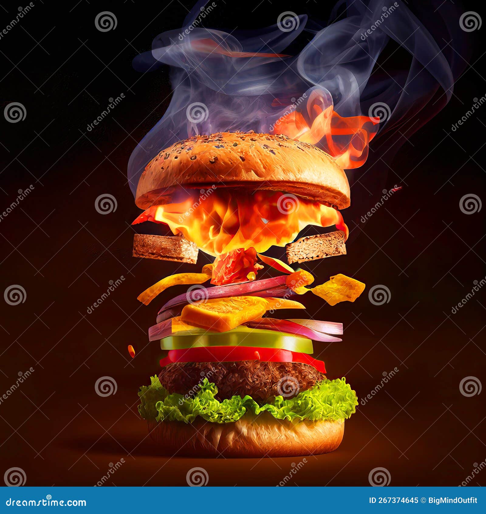 Separated Ingredients of Cheeseburger in Dynamic View Generative Ai ...