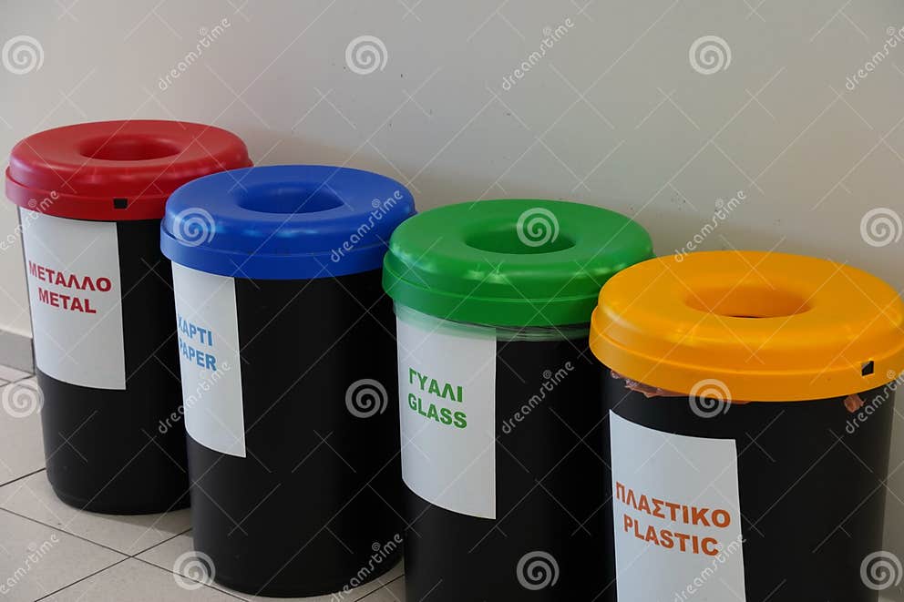 Separating Garbage into Different Containers. Trash Cans for Sorted ...