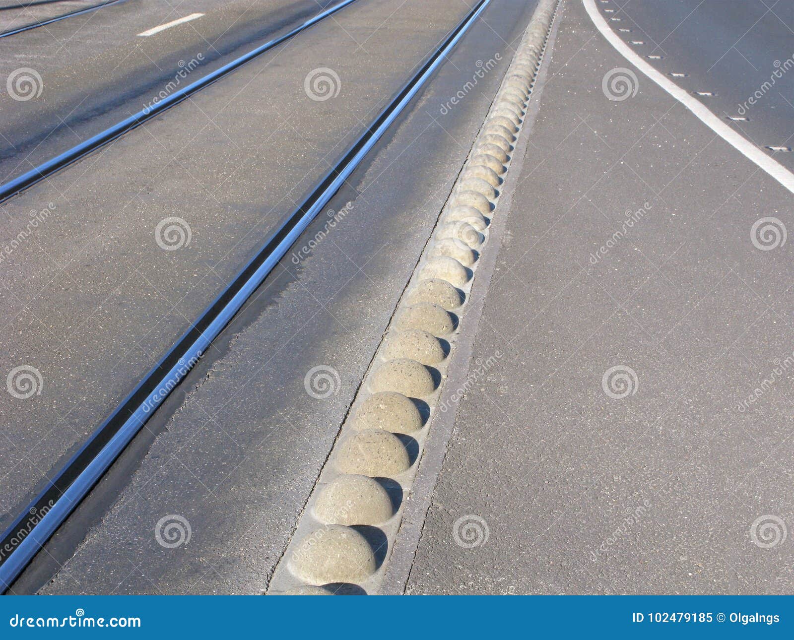Separation Barrier between Tram Tracks and Car Road Stock Image - Image ...