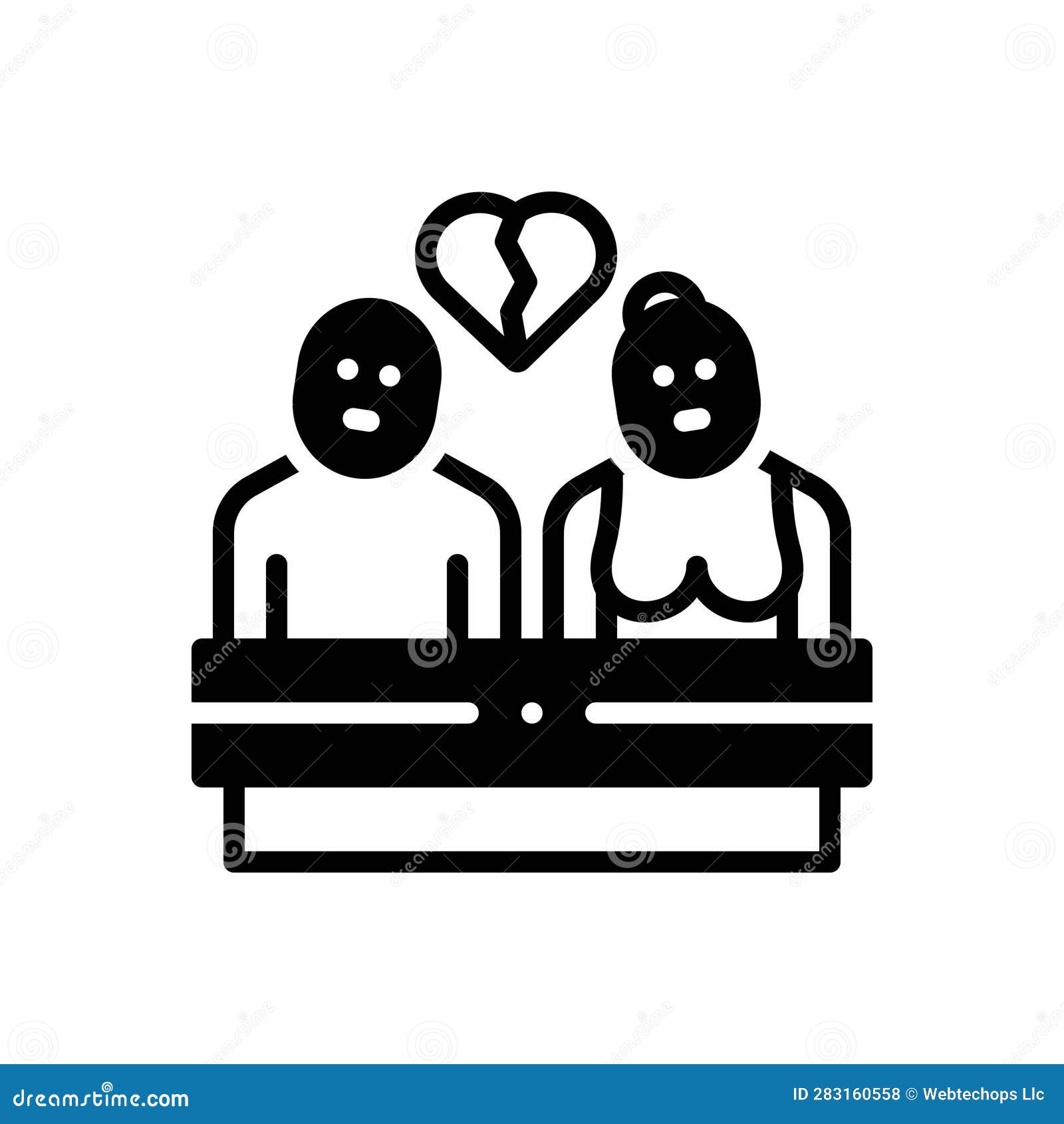 Black Solid Icon for Separation, Divorce and Couple Stock Vector ...