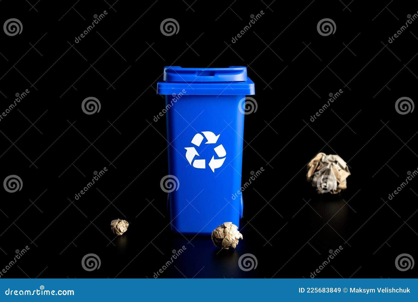 Separation Paper Recycle. Blue Dustbin For Recycle Paper Trash Isolated ...