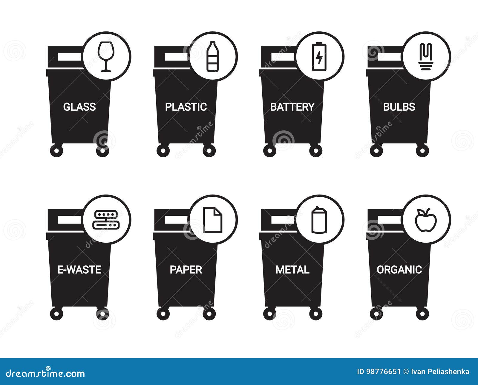 Separation Recycle Bin Icon. Stock Illustration - Illustration of ...