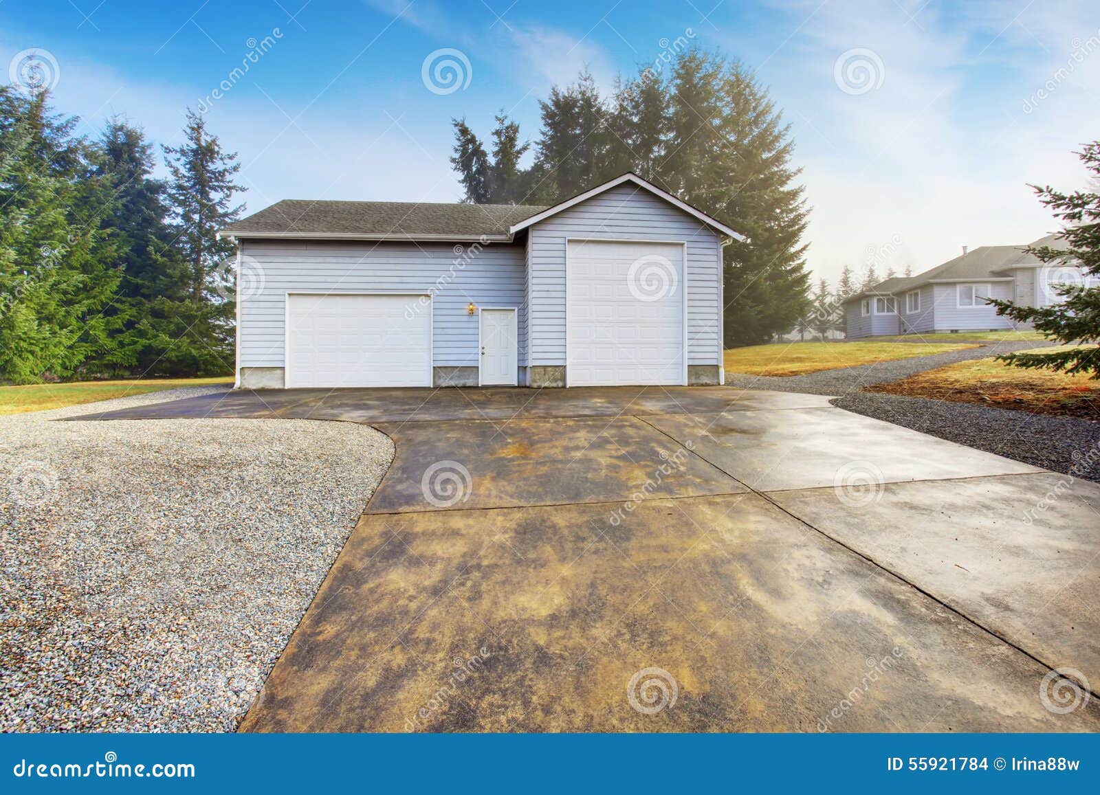 Seperate Garage and Shop Room. Stock Photo - Image of landscape, gravel ...