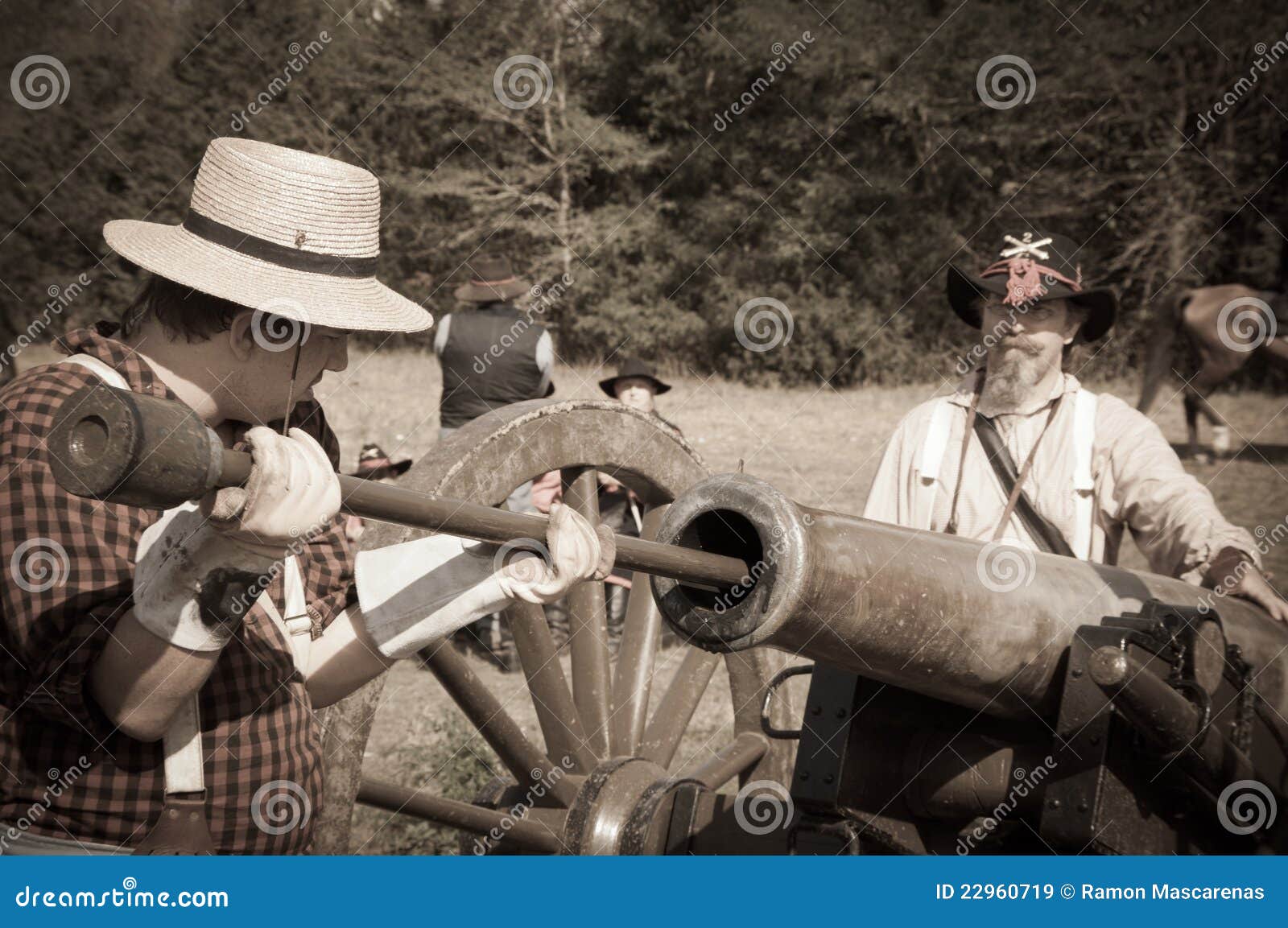 Sepia Cannon Crew Loading Cannon Editorial Stock Image - Image of ...