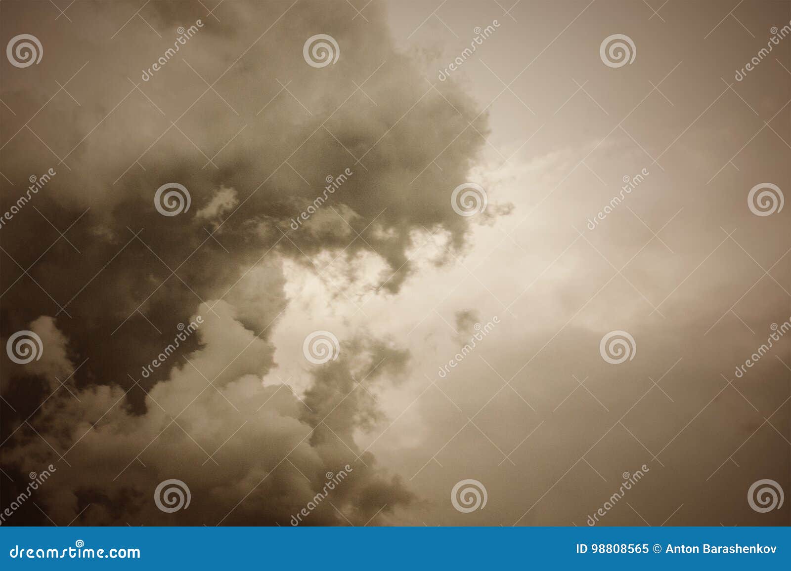 Sepia clouds background. stock image. Image of cloudscape - 98808565