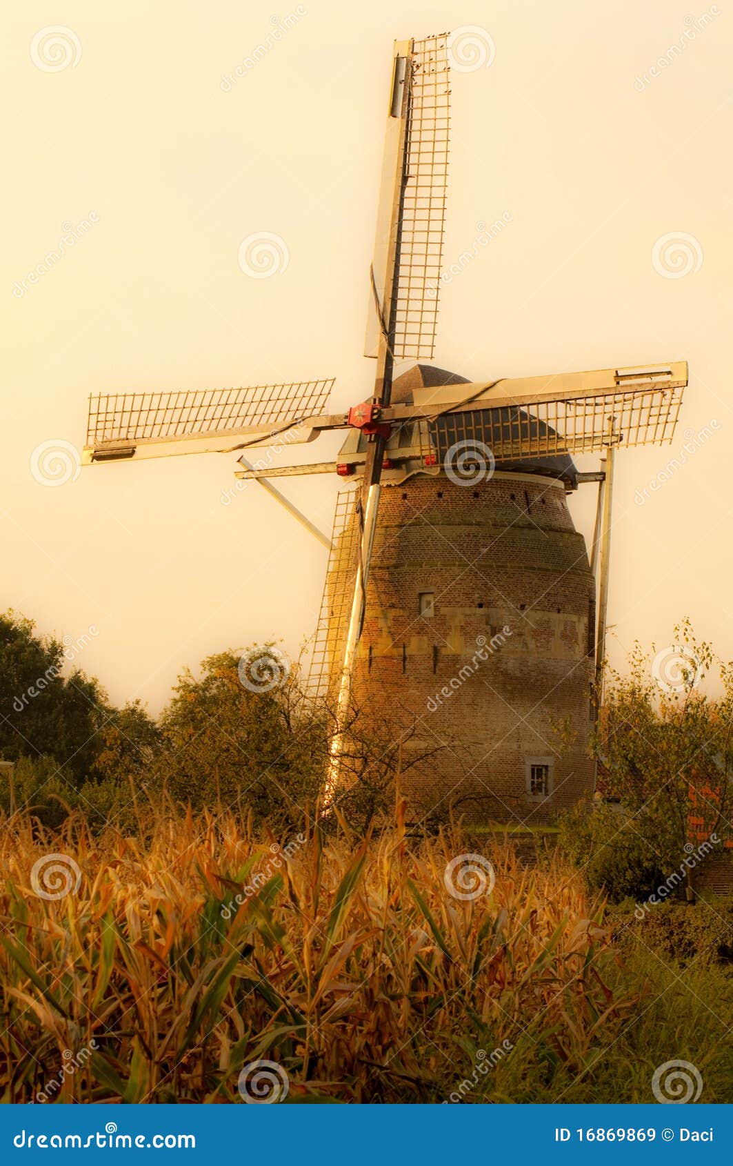 Sepia Dutch Windmill in Autumn Colors Stock Image - Image of landmarks ...