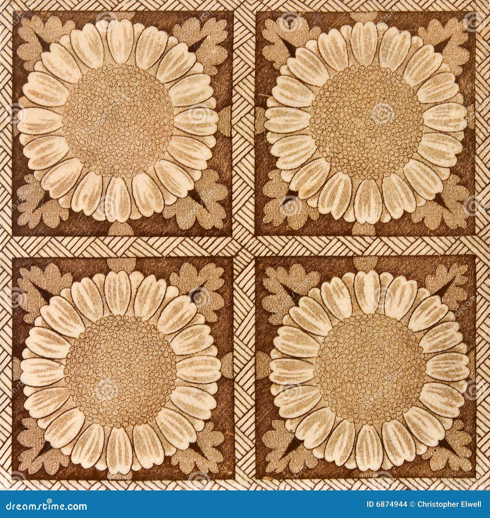 Sepia Floral Tile stock photo. Image of pattern, brown - 6874944