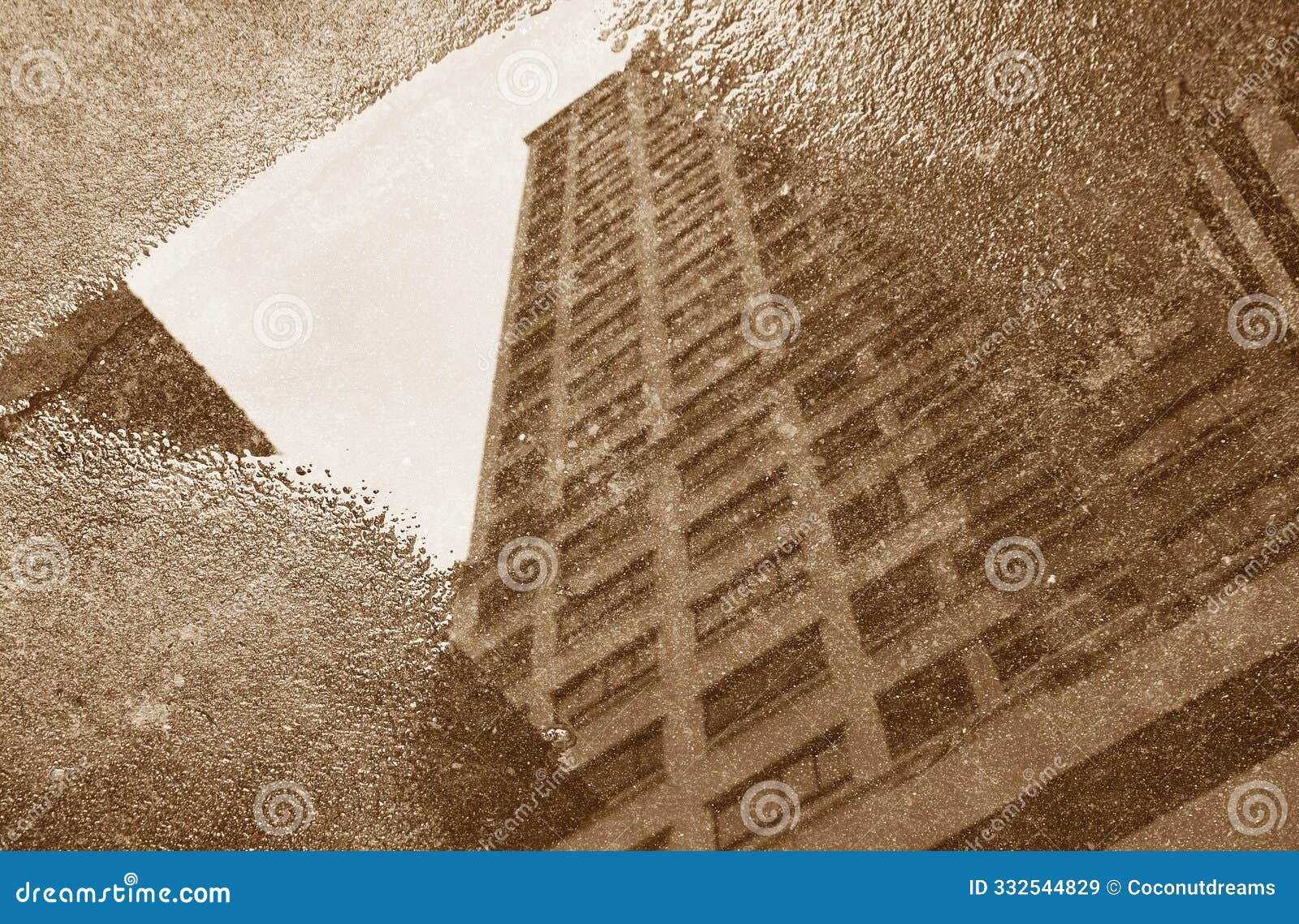 Sepia Image of High Buildings Reflecting on the Puddle Stock Image ...