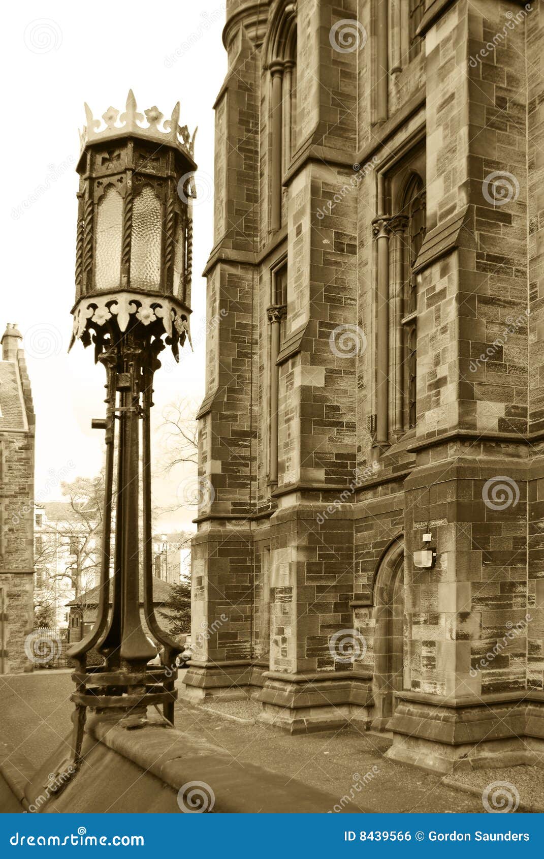 Sepia Lamp and Gothic Building Stock Photo - Image of built, scotland ...