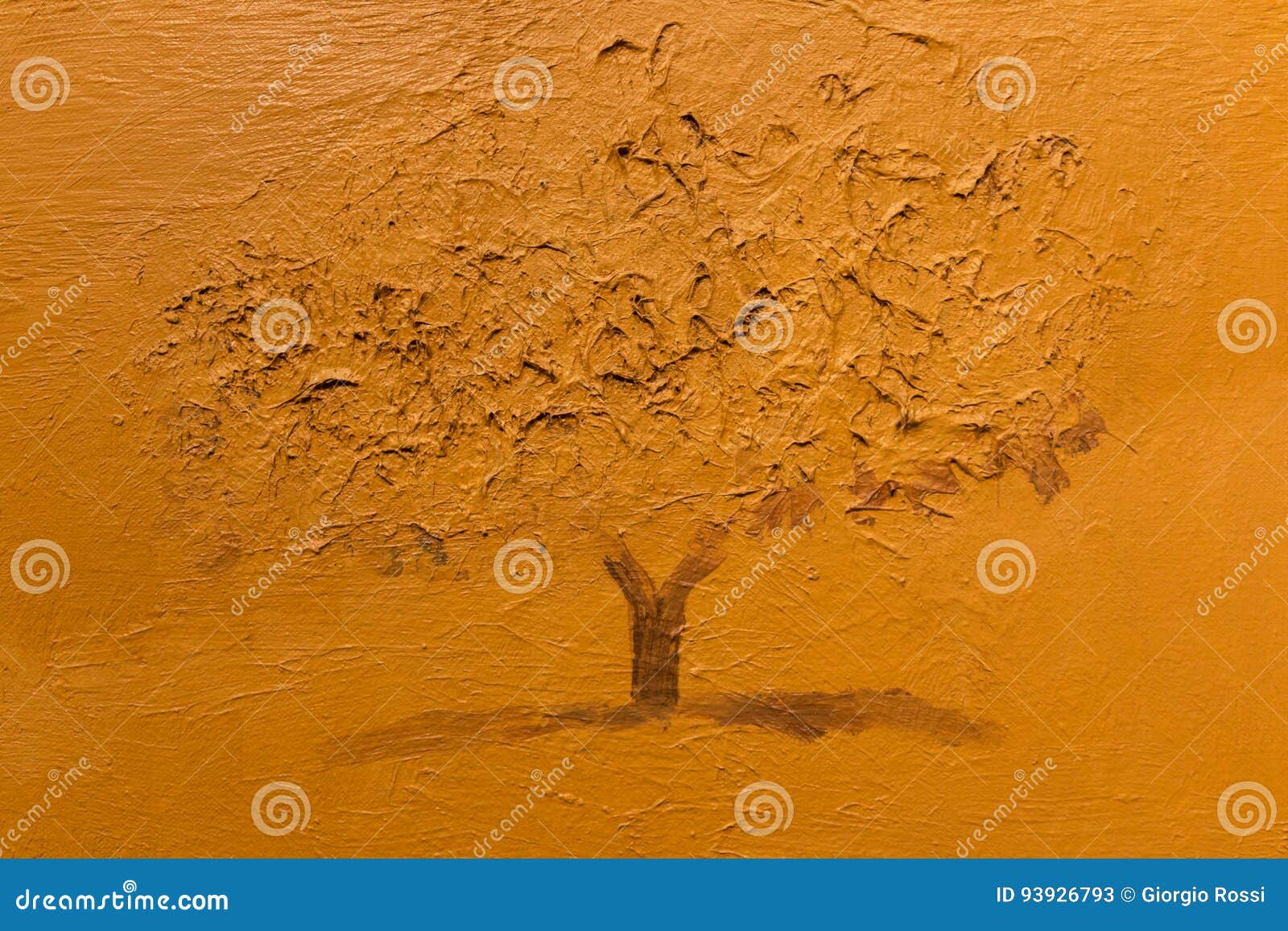 Sepia Monochromatic Art Painting: Single Tree Stock Image - Image of ...