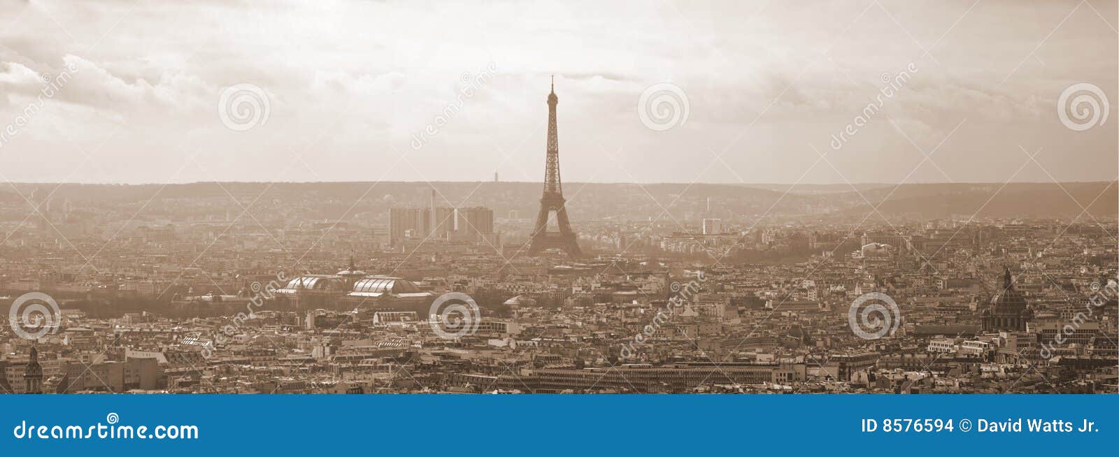 Sepia Paris Panorama stock photo. Image of cityscape, coeur - 8576594