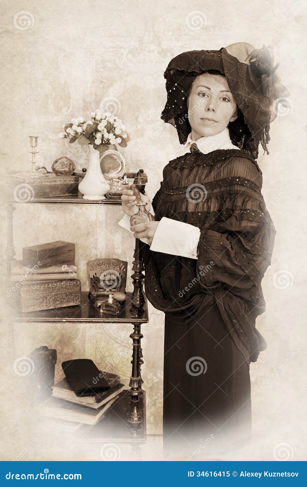 Sepia portrait of woman stock image. Image of retro, sepia - 34616415