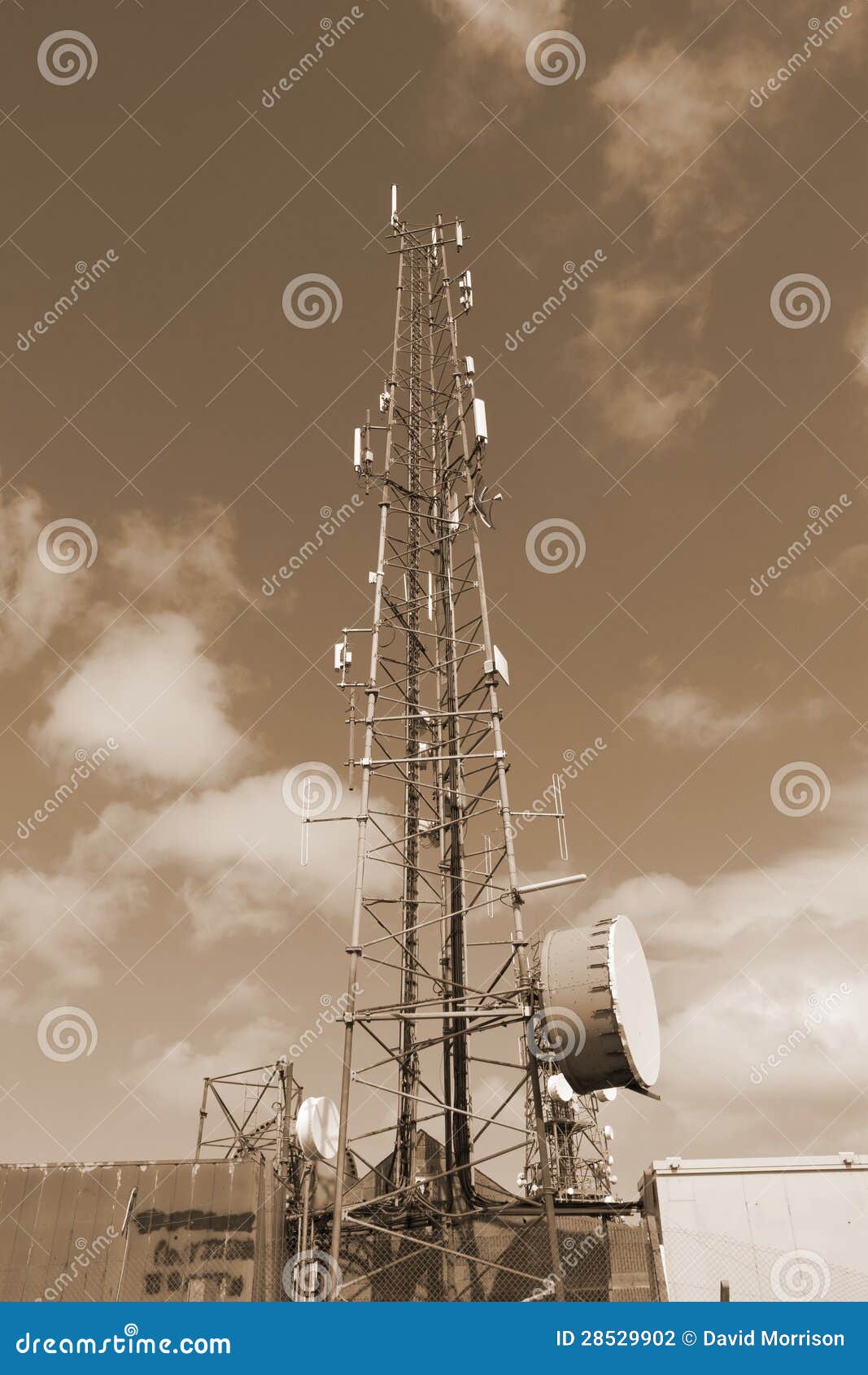 Sepia Steel Telecommunication Tower Stock Photo - Image of receiver ...