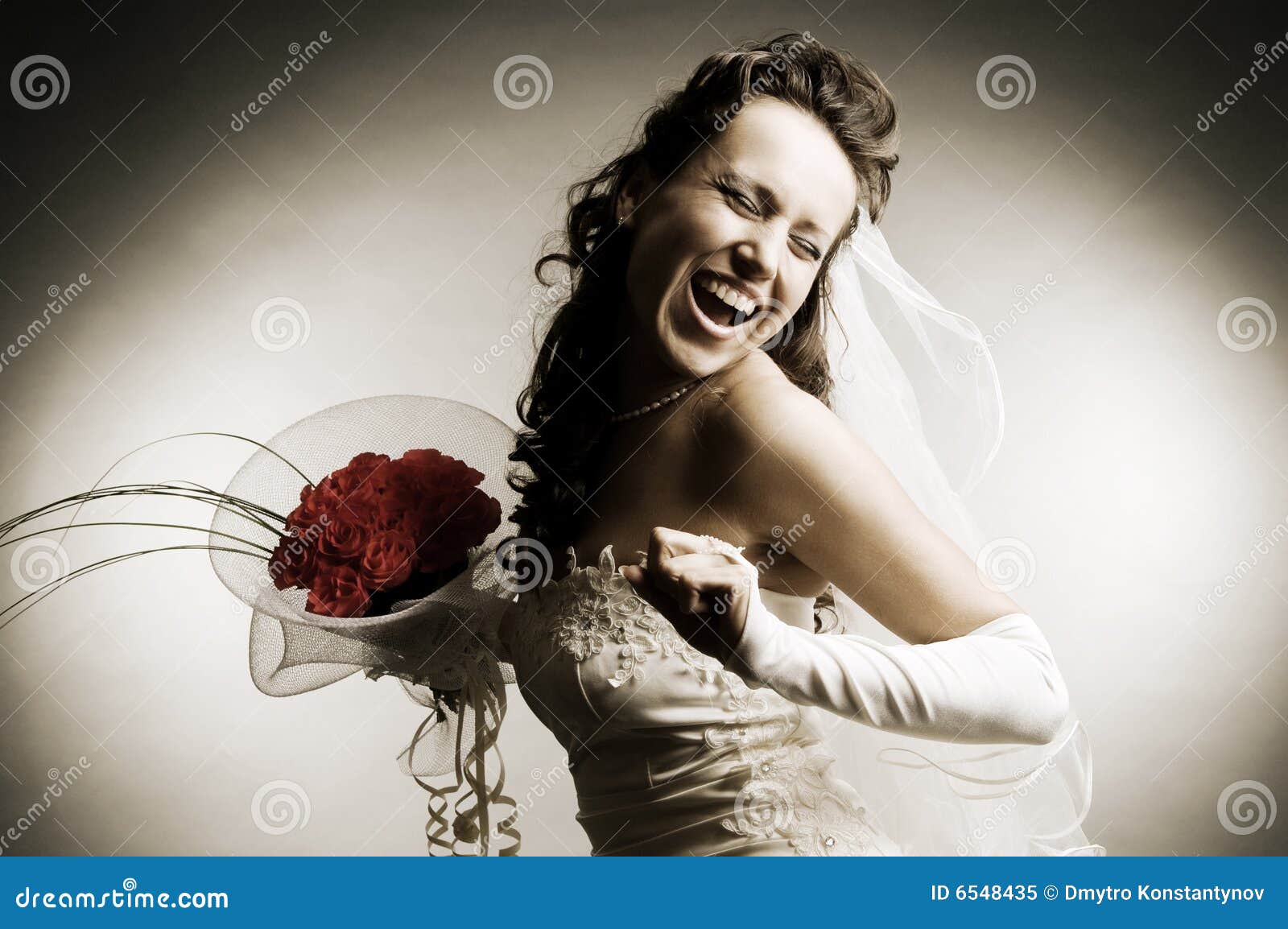 Sepia Toned Image of Happy Bride Stock Image - Image of modern ...